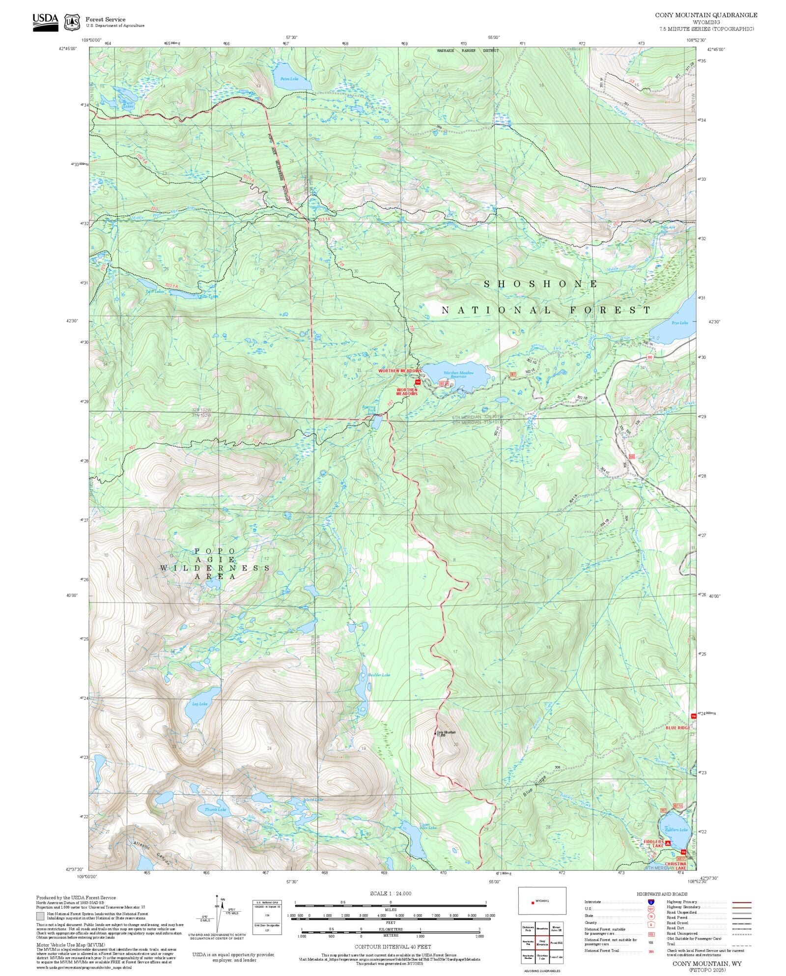 2025 Forest Service Topo Map of Cony Mountain Wyoming – MyTopo Map Store