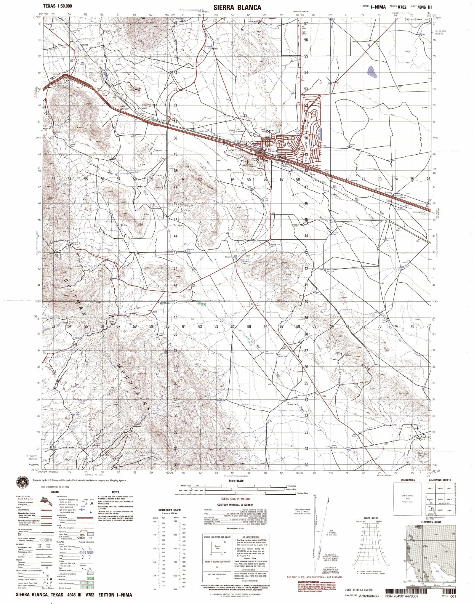 Sierra Blanca Texas Military 1:50,000 Map – MyTopo Map Store