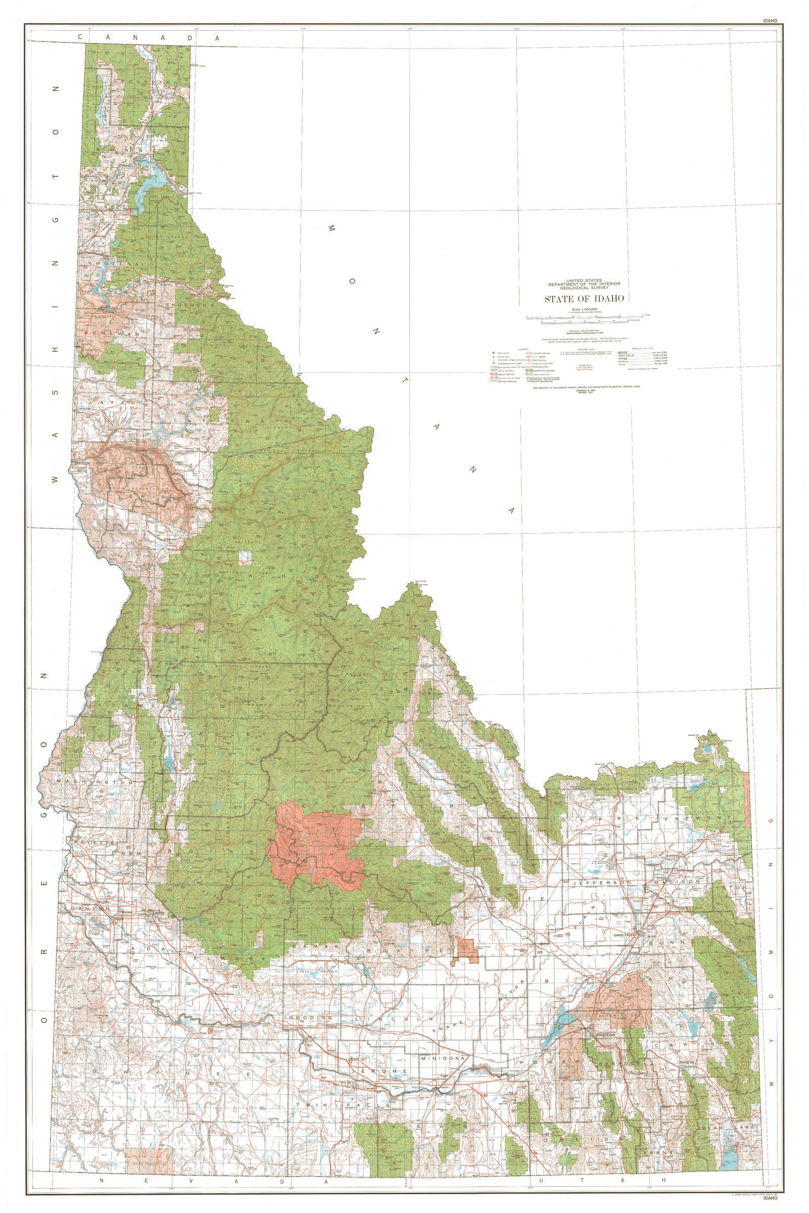 State of Idaho Topographic Map – MyTopo Map Store