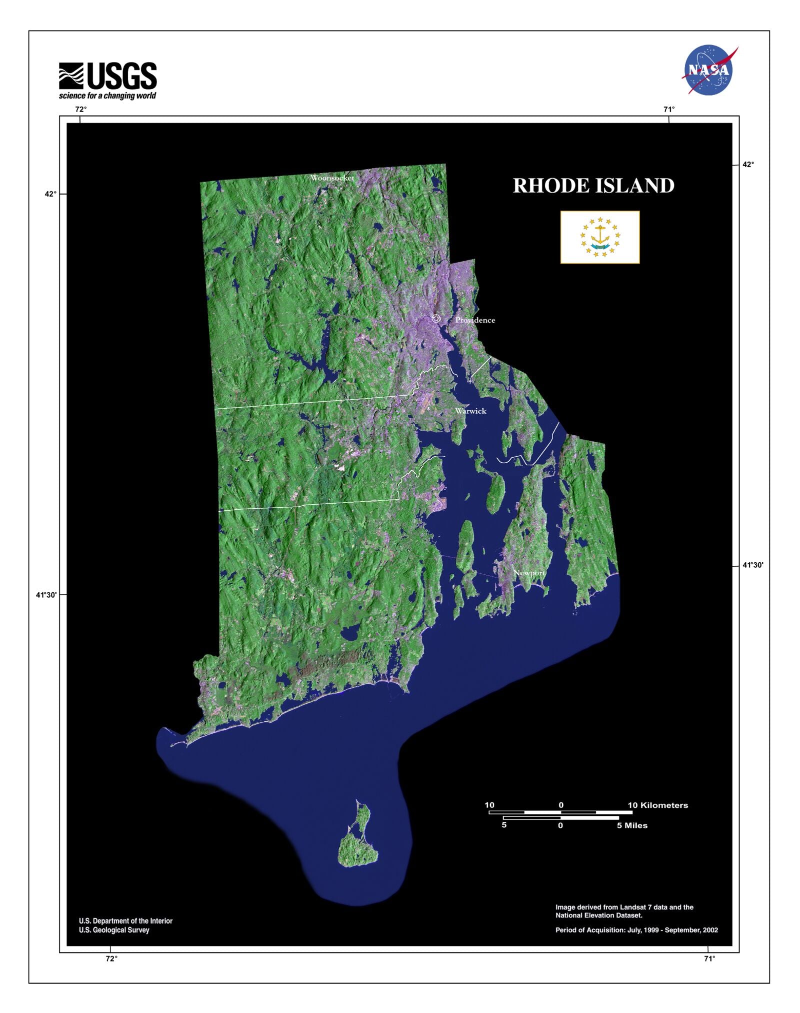 State of Rhode Island Satellite Map – MyTopo Map Store