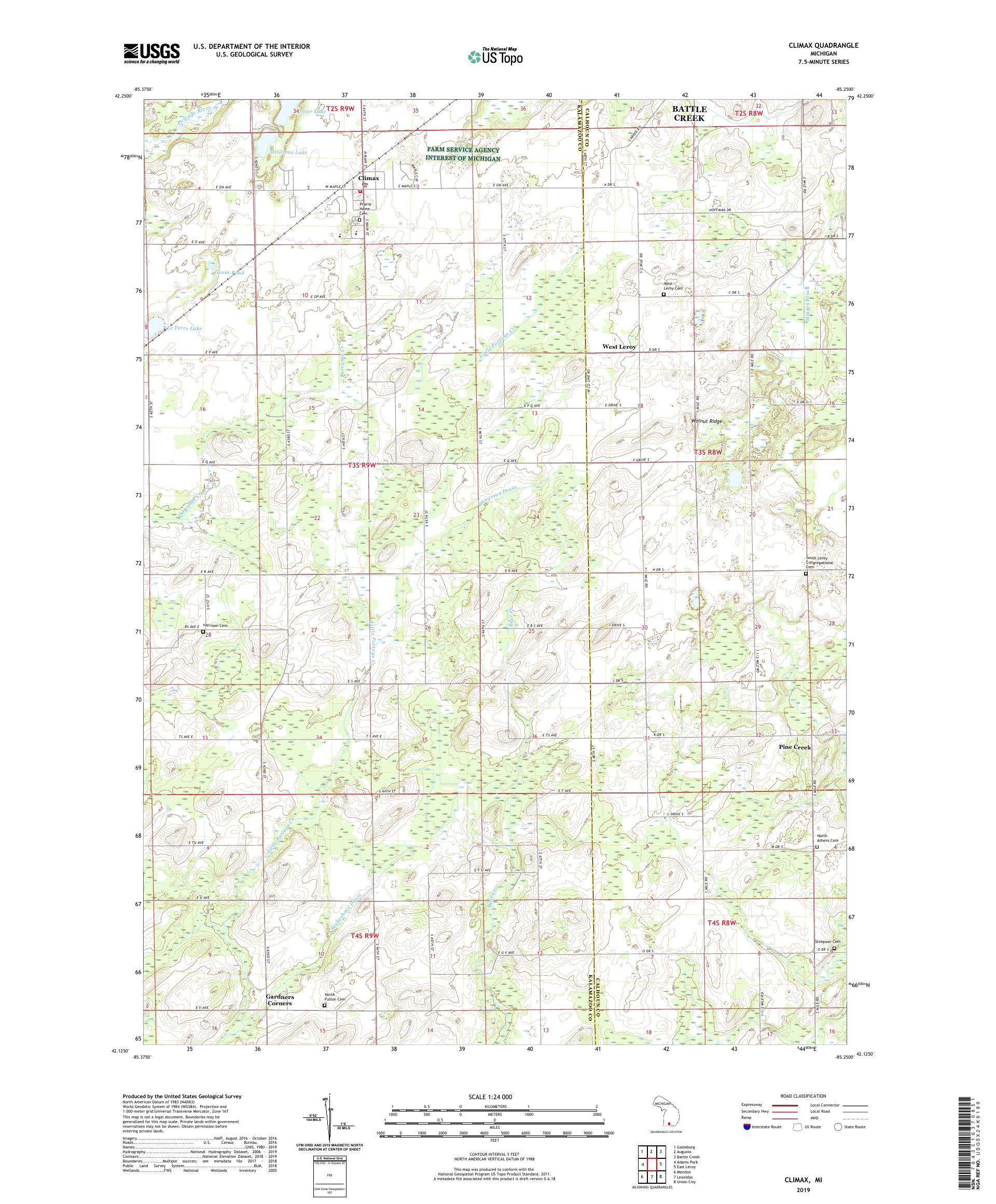Climax Michigan Us Topo Map Mytopo Map Store