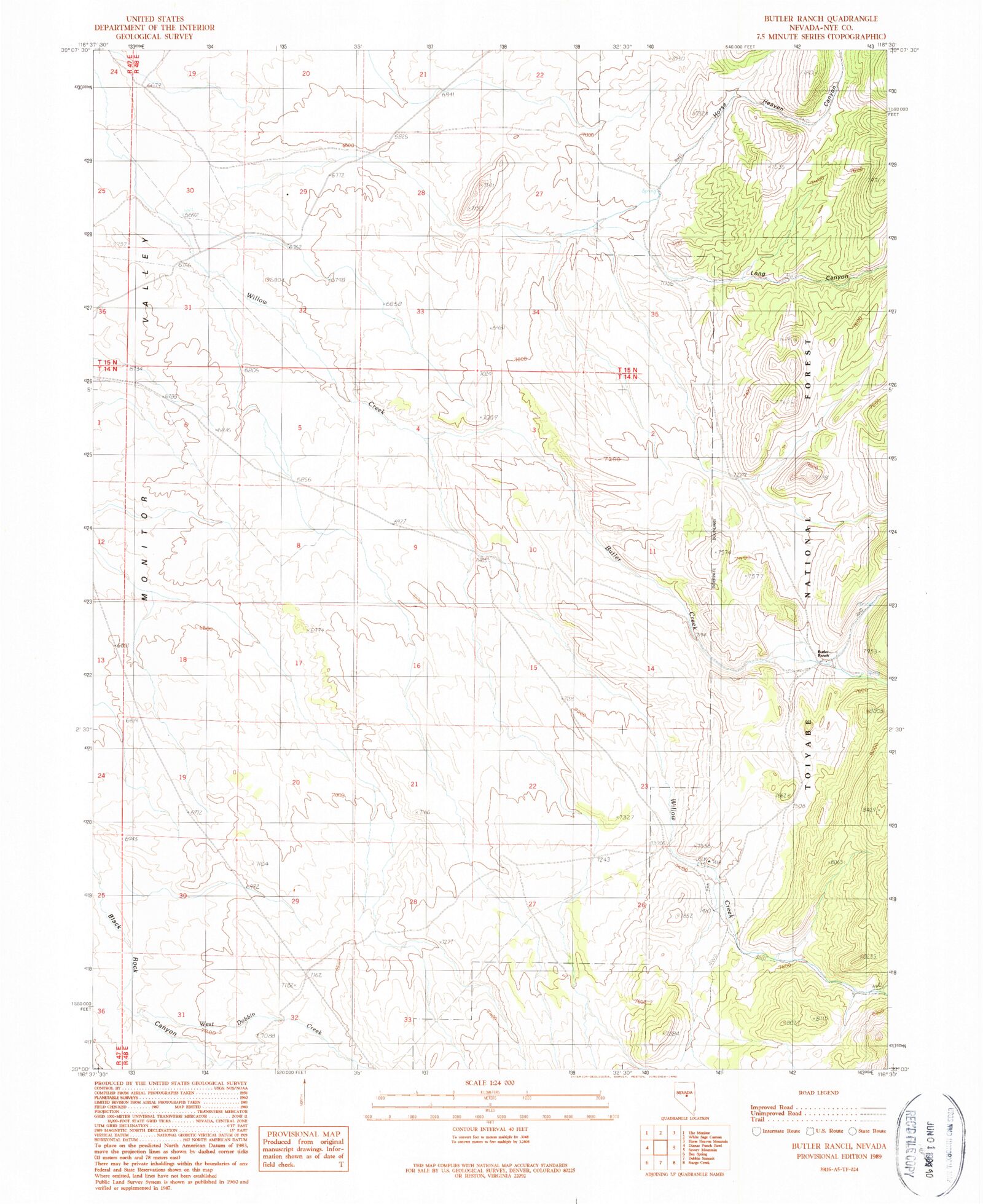 Classic USGS Butler Ranch Nevada 7.5'x7.5' Topo Map – MyTopo Map Store