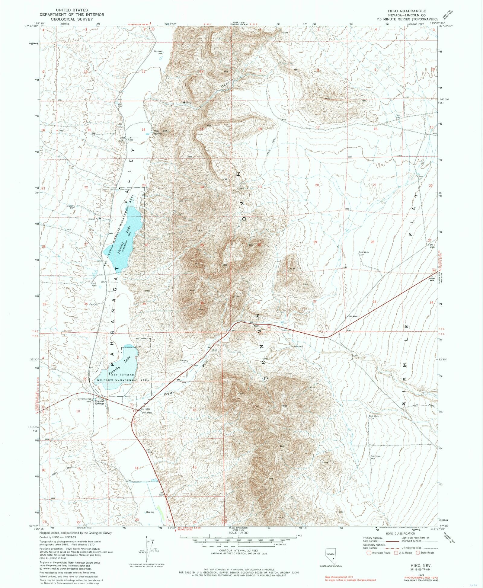 Classic USGS Hiko Nevada 7.5'x7.5' Topo Map – MyTopo Map Store
