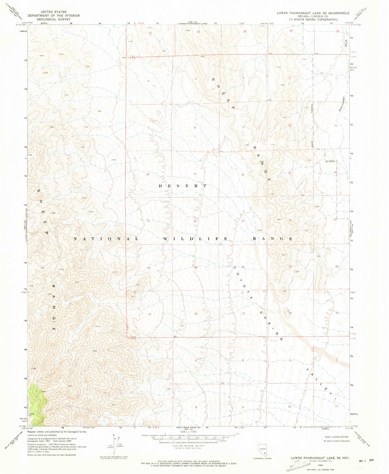 Classic USGS Lower Pahranagat Lake SE Nevada 7.5'x7.5' Topo Map – MyTopo Map Store