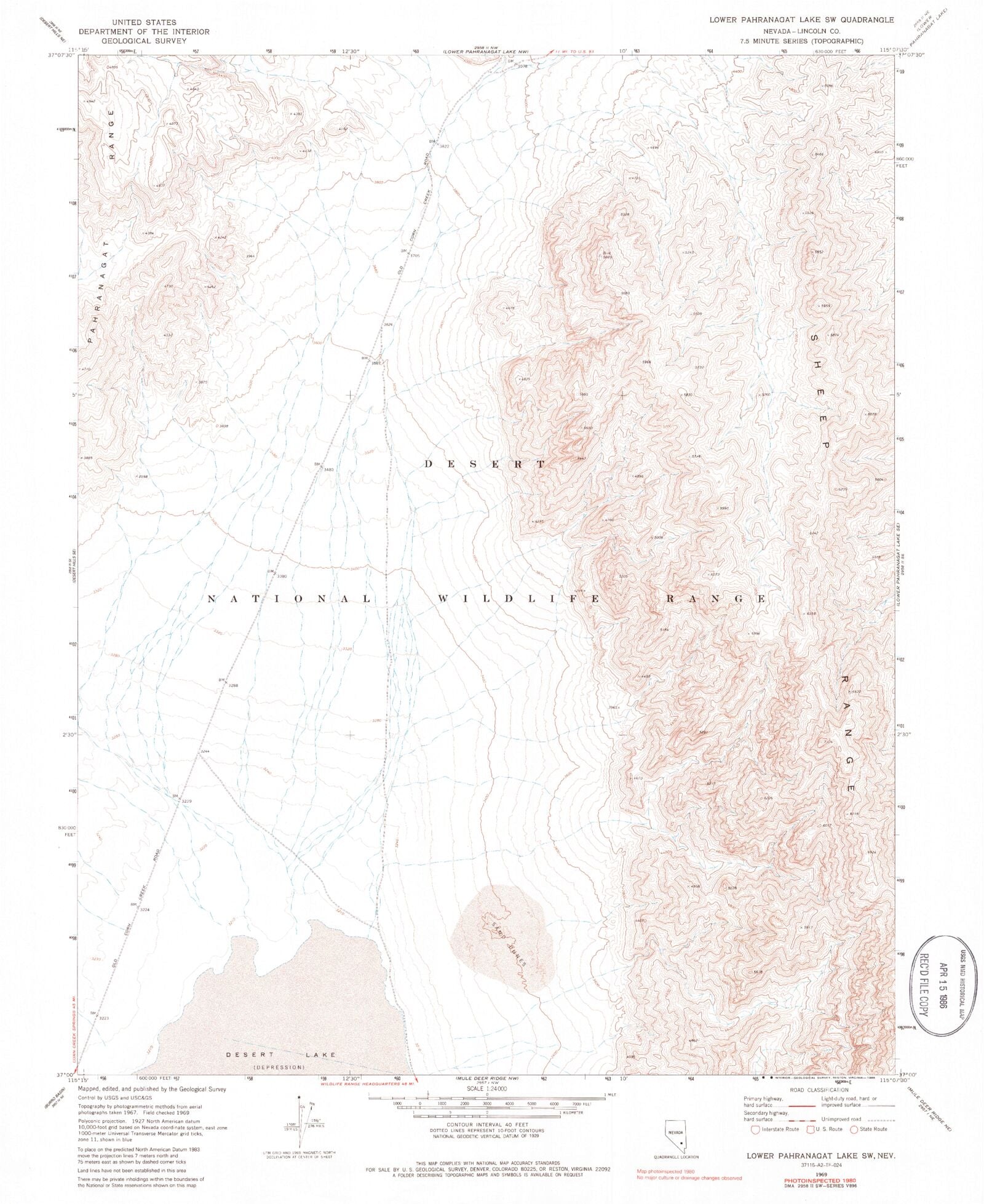 Classic USGS Lower Pahranagat Lake SW Nevada 7.5'x7.5' Topo Map – MyTopo Map Store