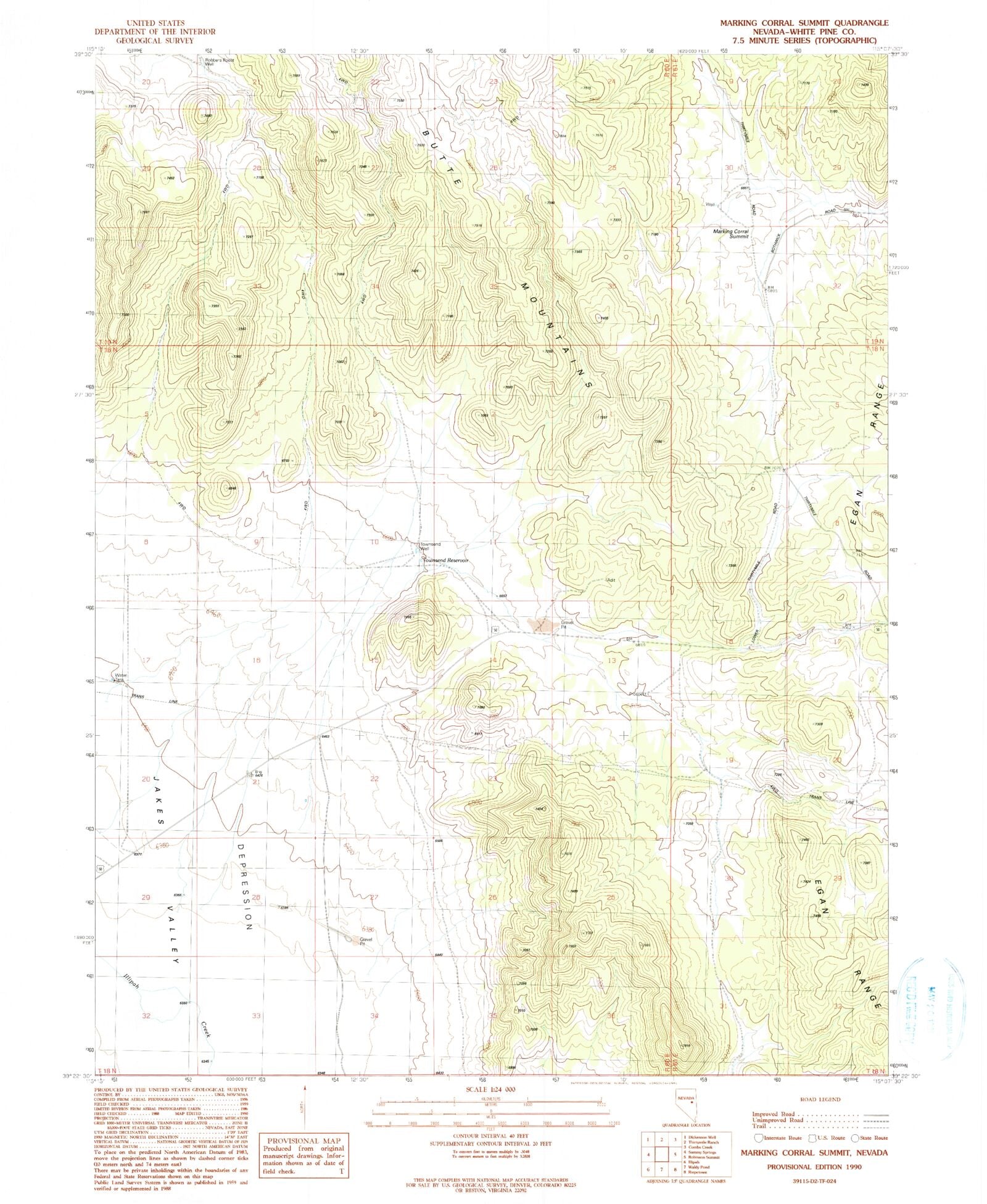Classic USGS Marking Corral Summit Nevada 7.5'x7.5' Topo Map – MyTopo Map Store