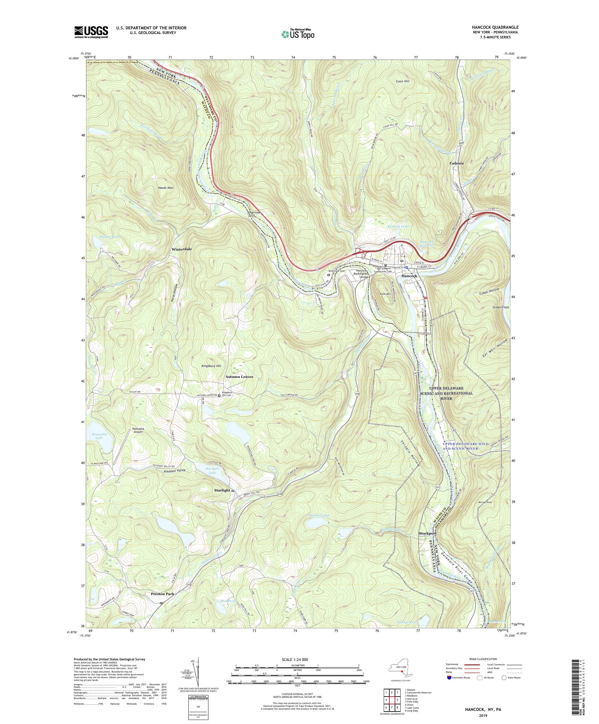 Hancock New York Us Topo Map Mytopo Map Store
