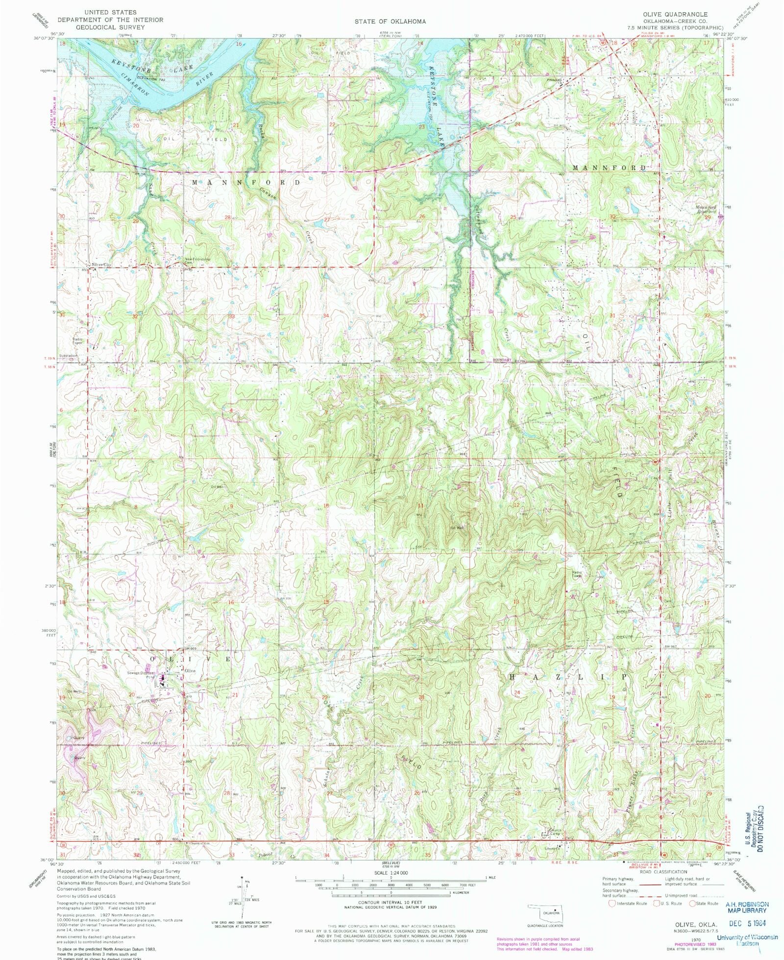 Classic USGS Olive Oklahoma 7.5'x7.5' Topo Map – MyTopo Map Store