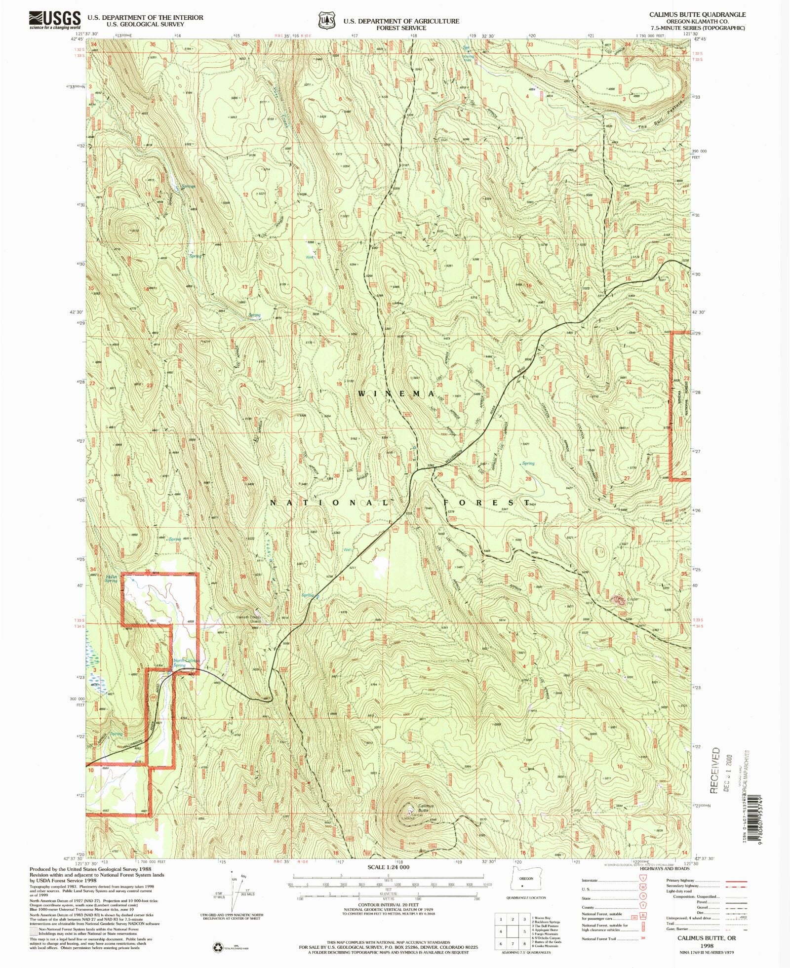Classic USGS Calimus Butte Oregon 7.5'x7.5' Topo Map – MyTopo Map Store