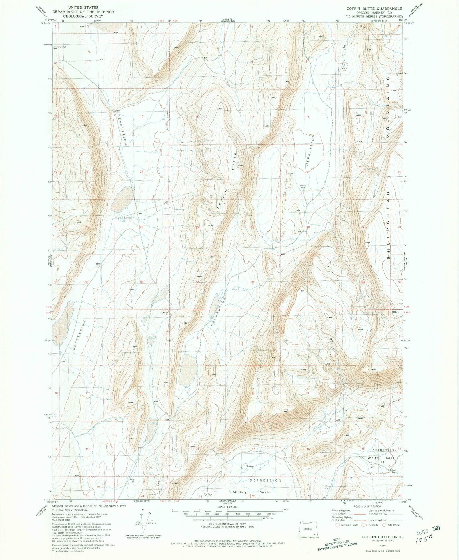 Classic USGS Coffin Butte Oregon 7.5'x7.5' Topo Map – MyTopo Map Store
