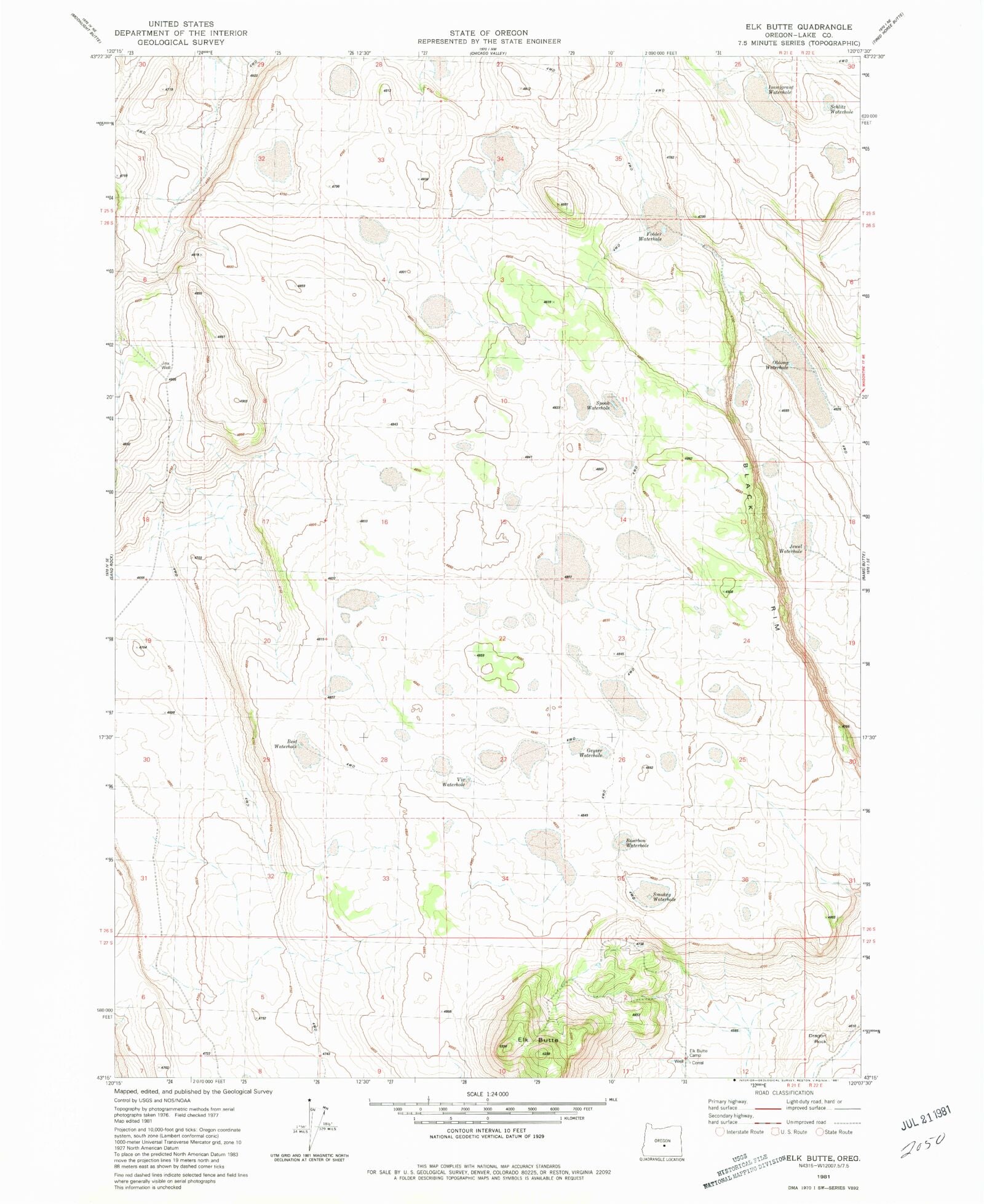 Classic USGS Elk Butte Oregon 7.5'x7.5' Topo Map – MyTopo Map Store