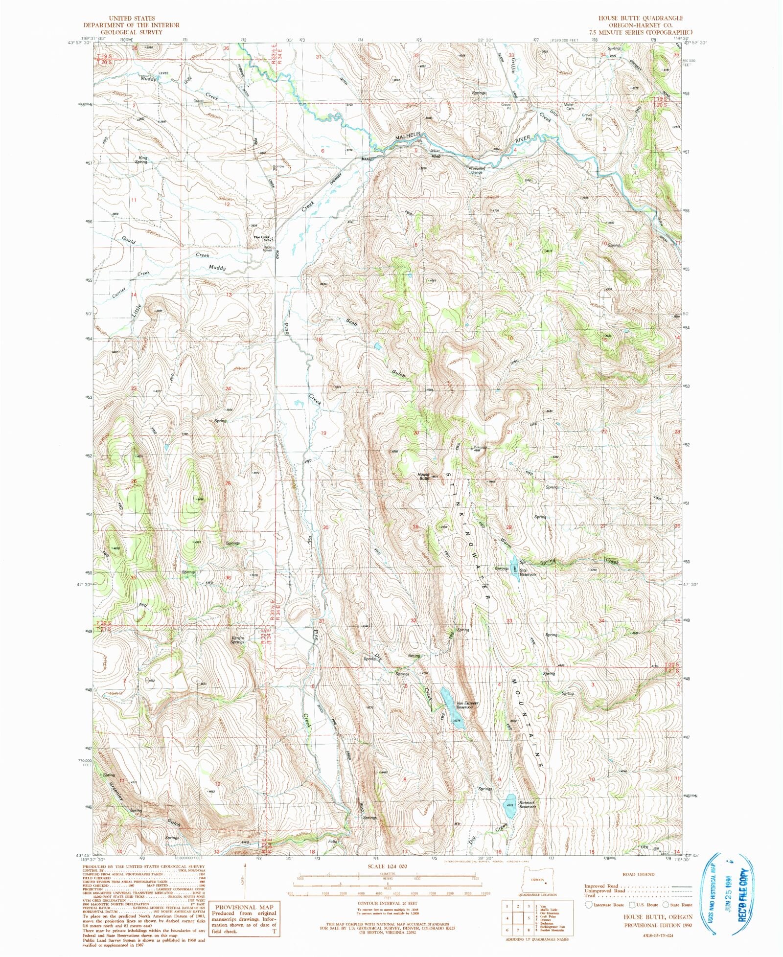 Classic USGS House Butte Oregon 7.5'x7.5' Topo Map – MyTopo Map Store