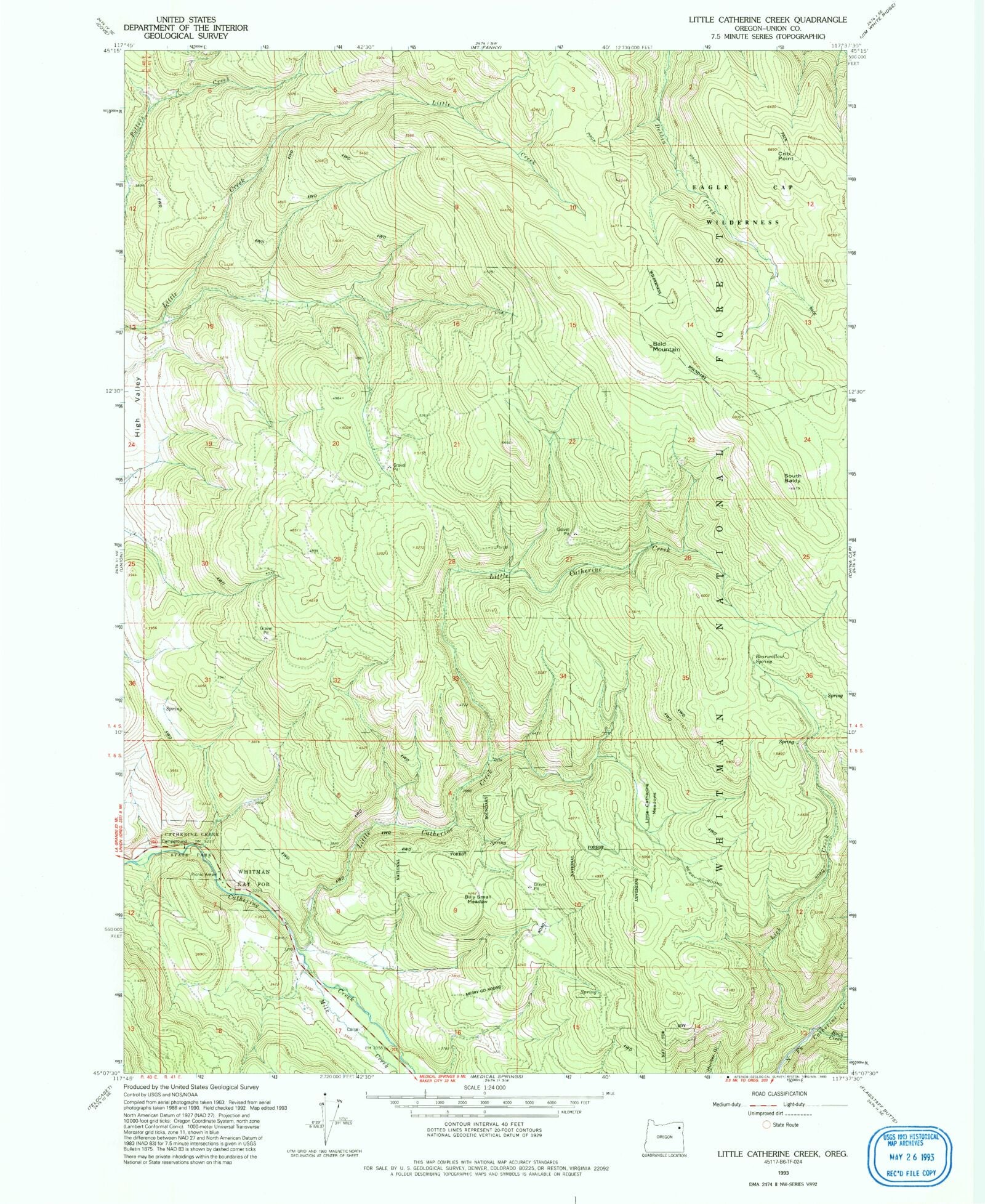 Classic USGS Little Catherine Creek Oregon 7.5'x7.5' Topo Map – MyTopo Map Store