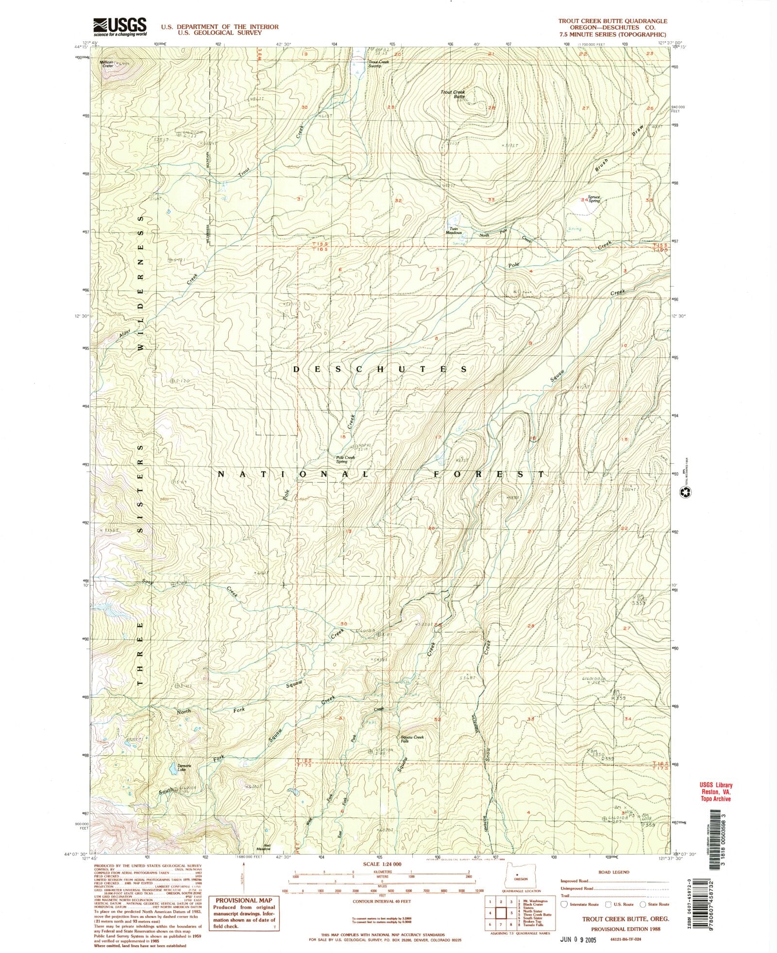 Classic USGS Trout Creek Butte Oregon 7.5'x7.5' Topo Map – MyTopo Map Store