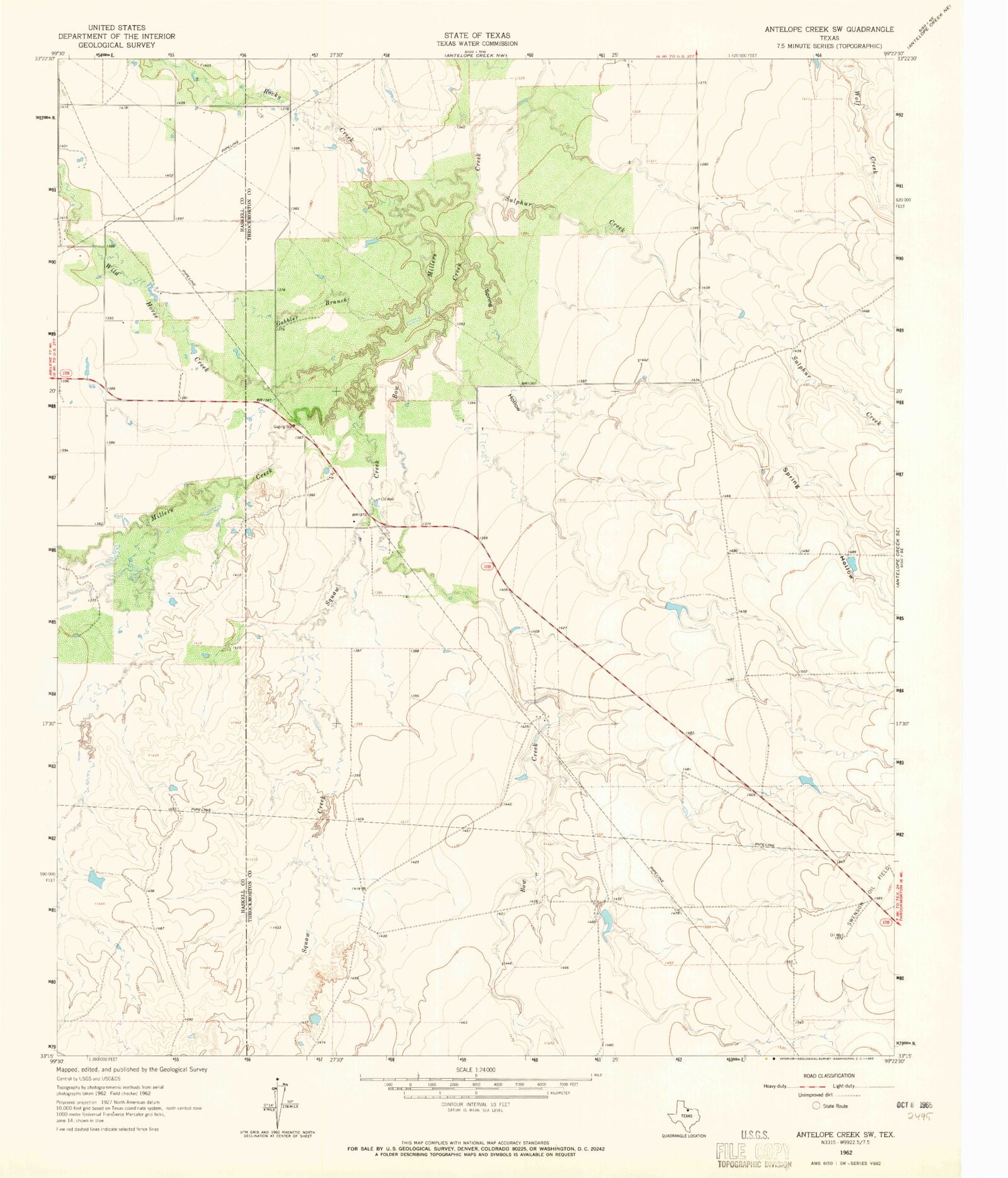 Classic USGS Antelope Creek SW Texas 7.5'x7.5' Topo Map – MyTopo Map Store