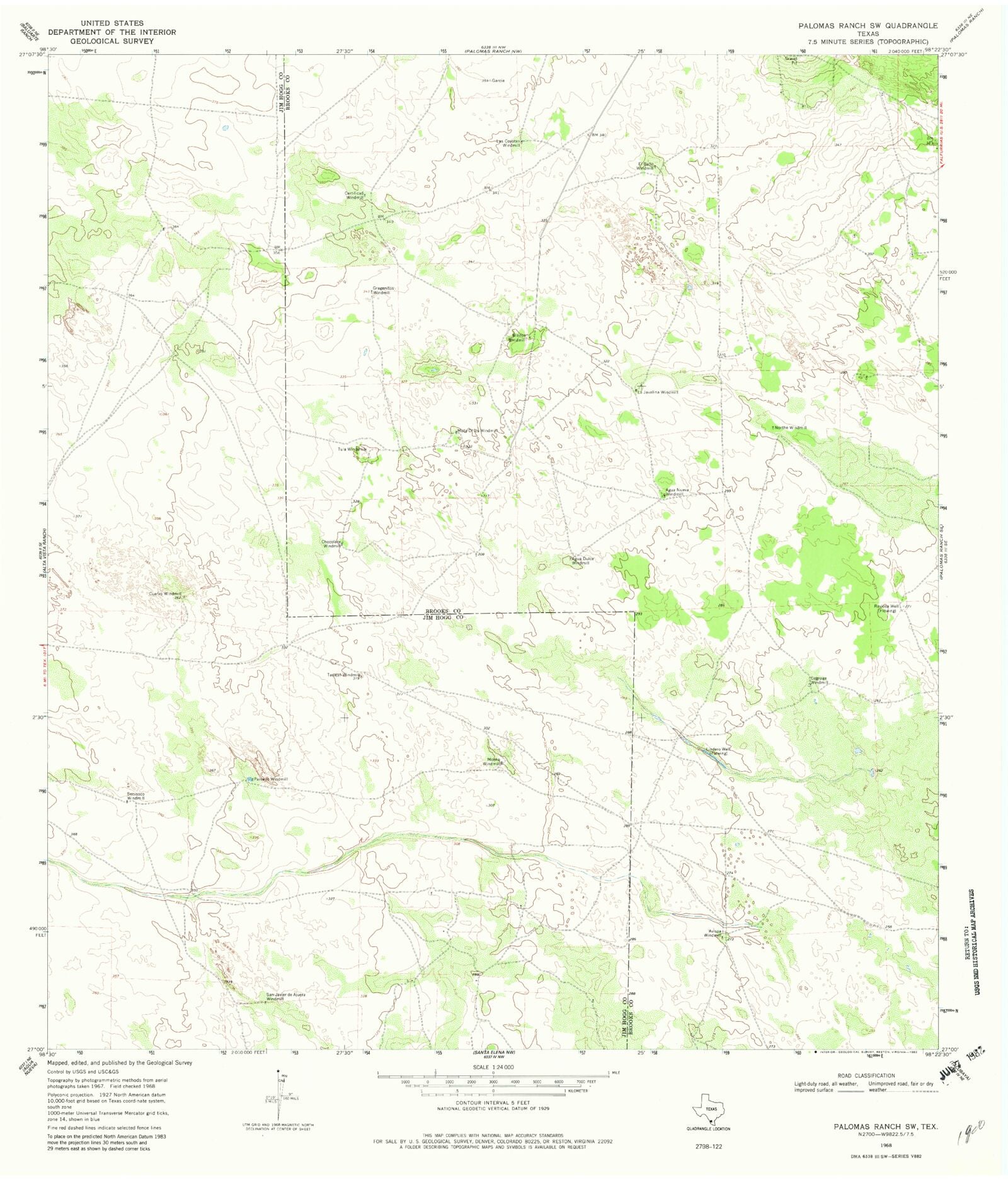 Classic USGS Palomas Ranch SW Texas 7.5'x7.5' Topo Map – MyTopo Map Store
