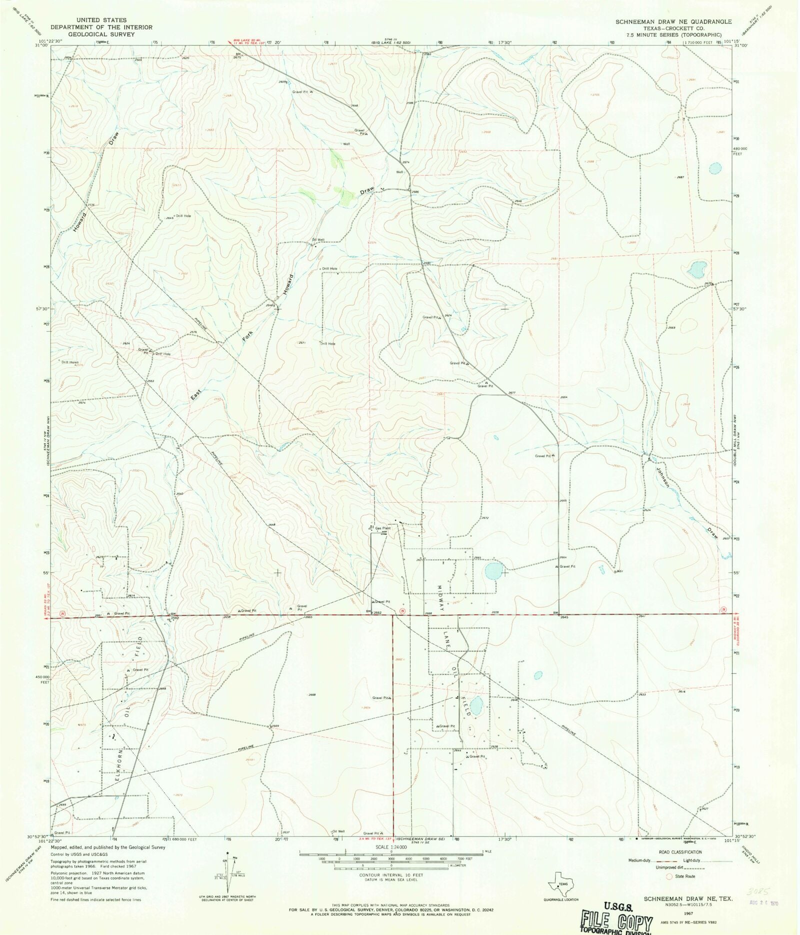 Classic USGS Schneeman Draw NE Texas 7.5'x7.5' Topo Map – MyTopo Map Store