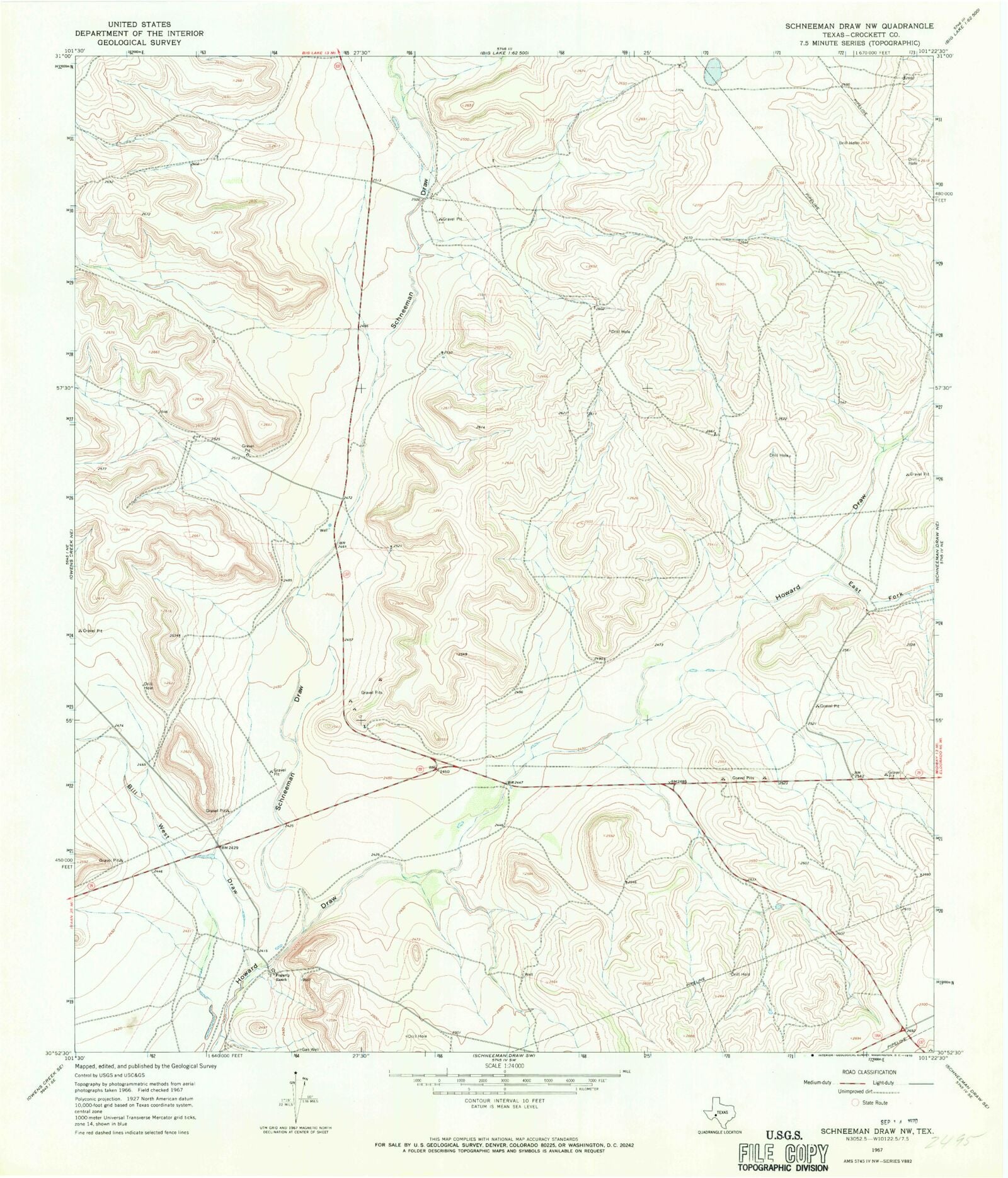 Classic USGS Schneeman Draw NW Texas 7.5'x7.5' Topo Map – MyTopo Map Store
