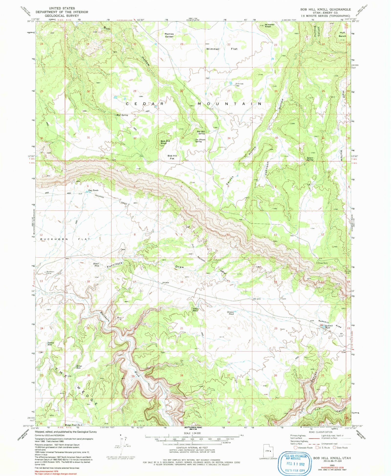 Classic USGS Bob Hill Knoll Utah 7.5'x7.5' Topo Map – MyTopo Map Store