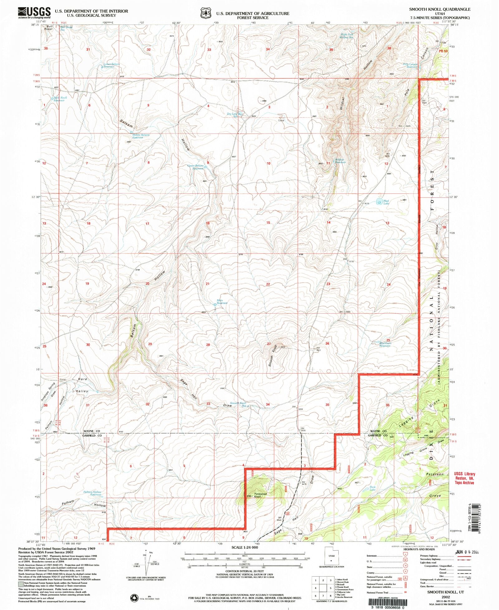 Classic USGS Smooth Knoll Utah 7.5'x7.5' Topo Map – MyTopo Map Store