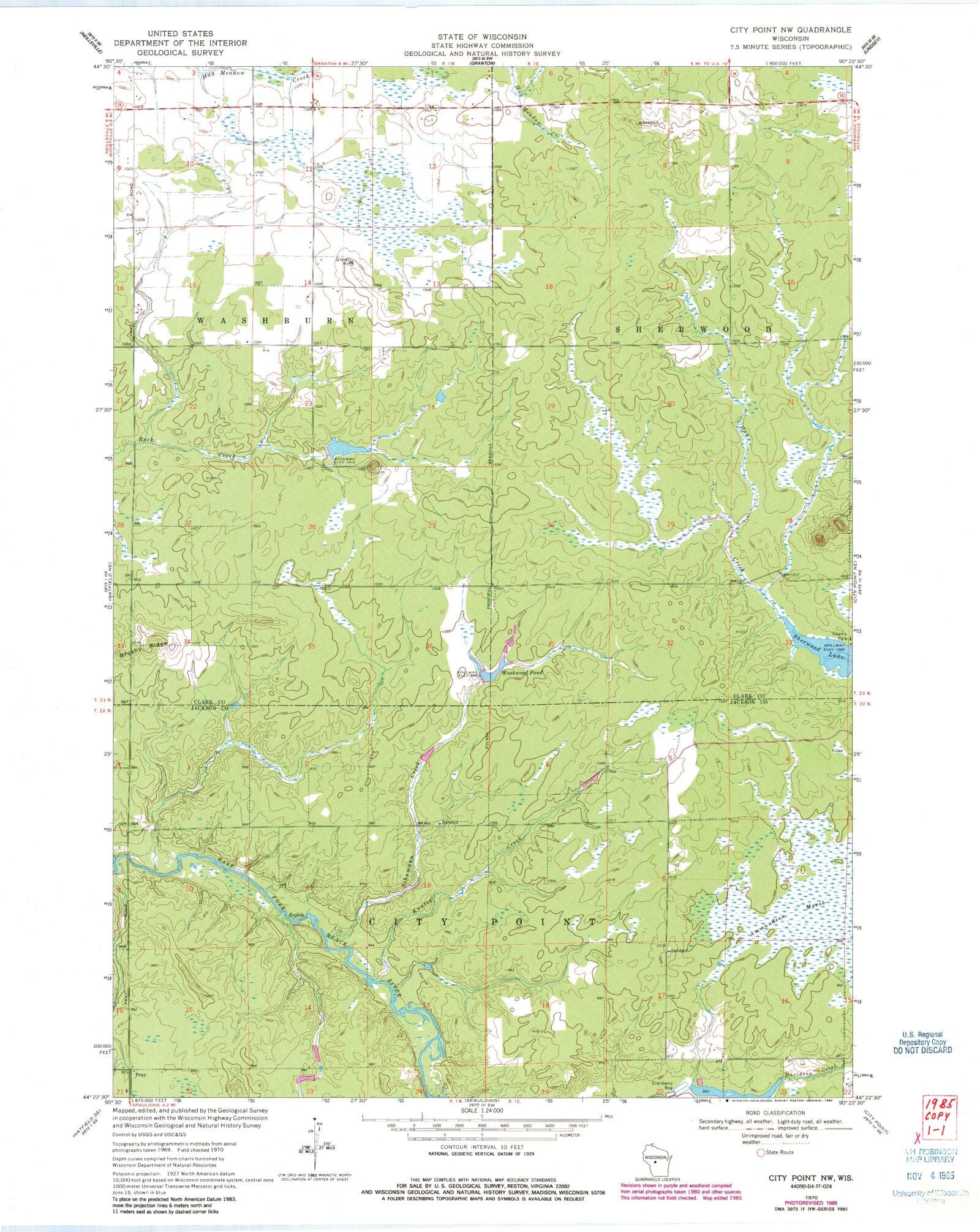 Classic USGS City Point NW Wisconsin 7.5'x7.5' Topo Map – MyTopo Map Store