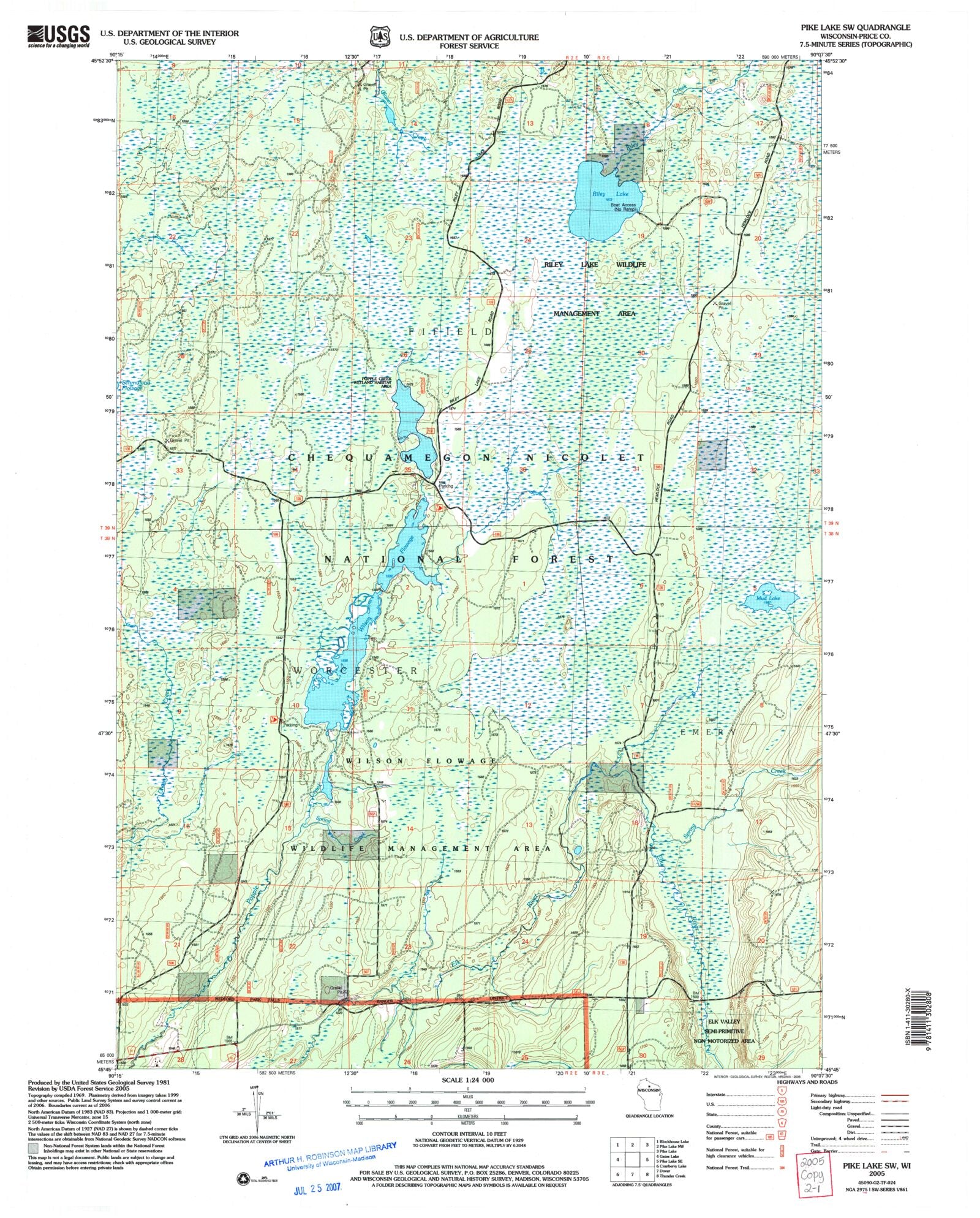 Classic USGS Pike Lake SW Wisconsin 7.5'x7.5' Topo Map – MyTopo Map Store