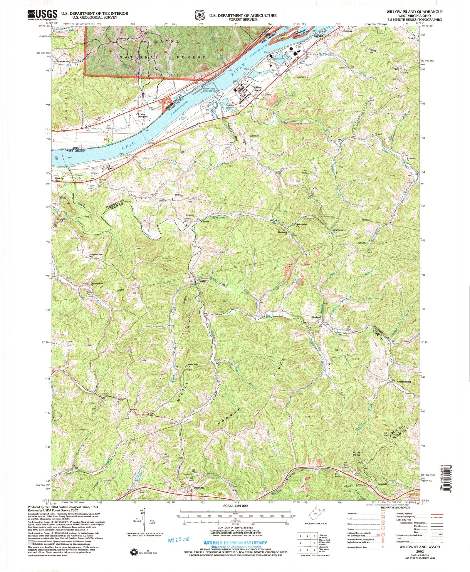 Classic USGS Willow Island West Virginia 7.5'x7.5' Topo Map – MyTopo Map Store
