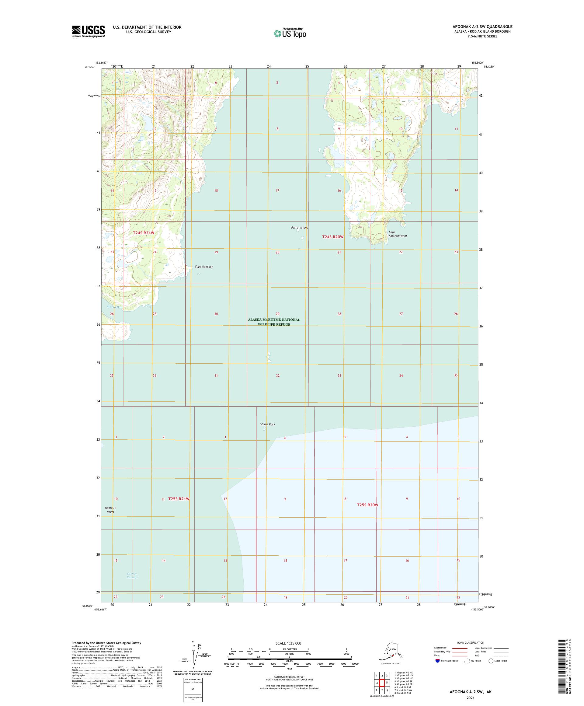 Afognak A-2 SW Alaska US Topo Map – MyTopo Map Store