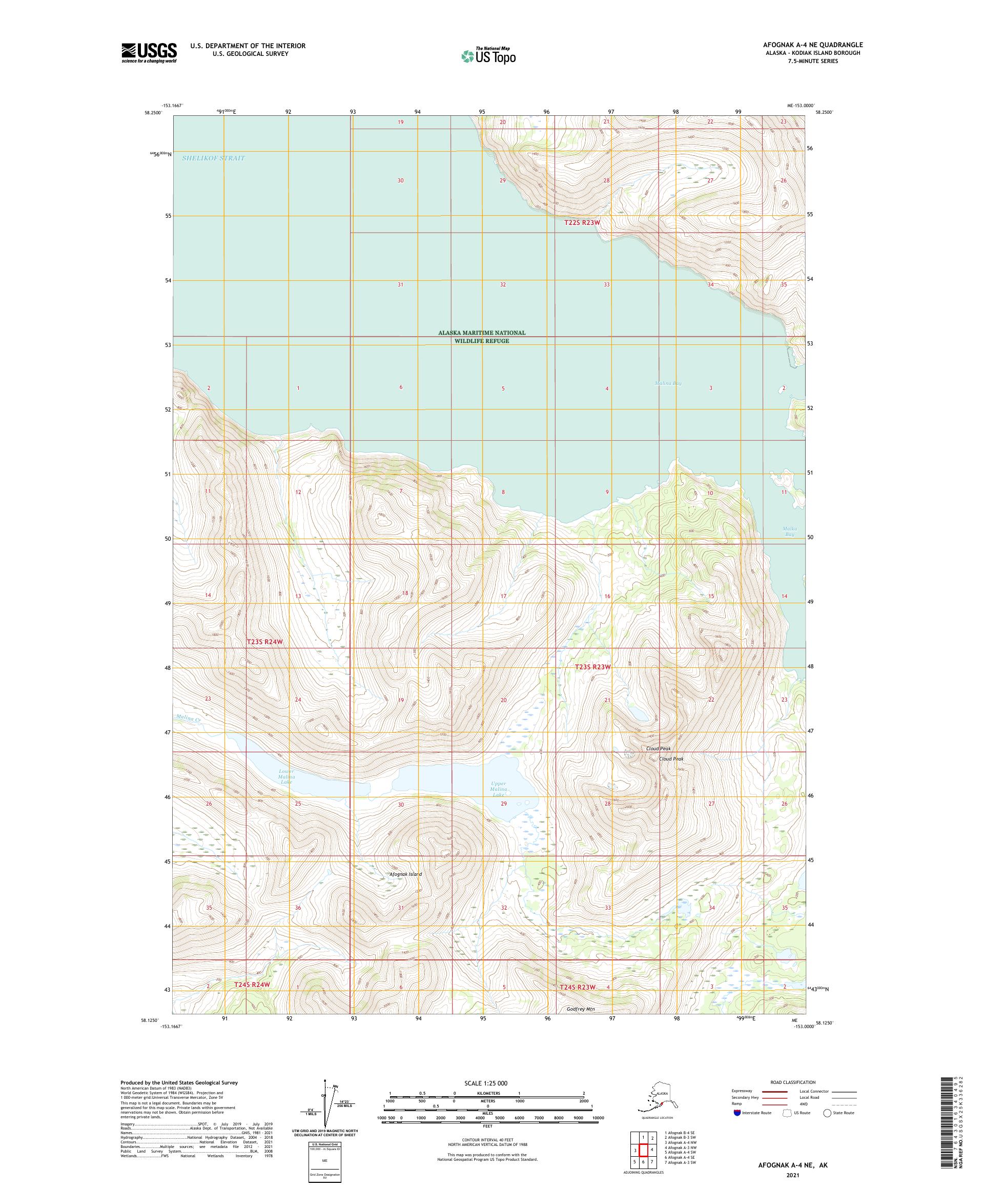 Afognak A-4 NE Alaska US Topo Map – MyTopo Map Store