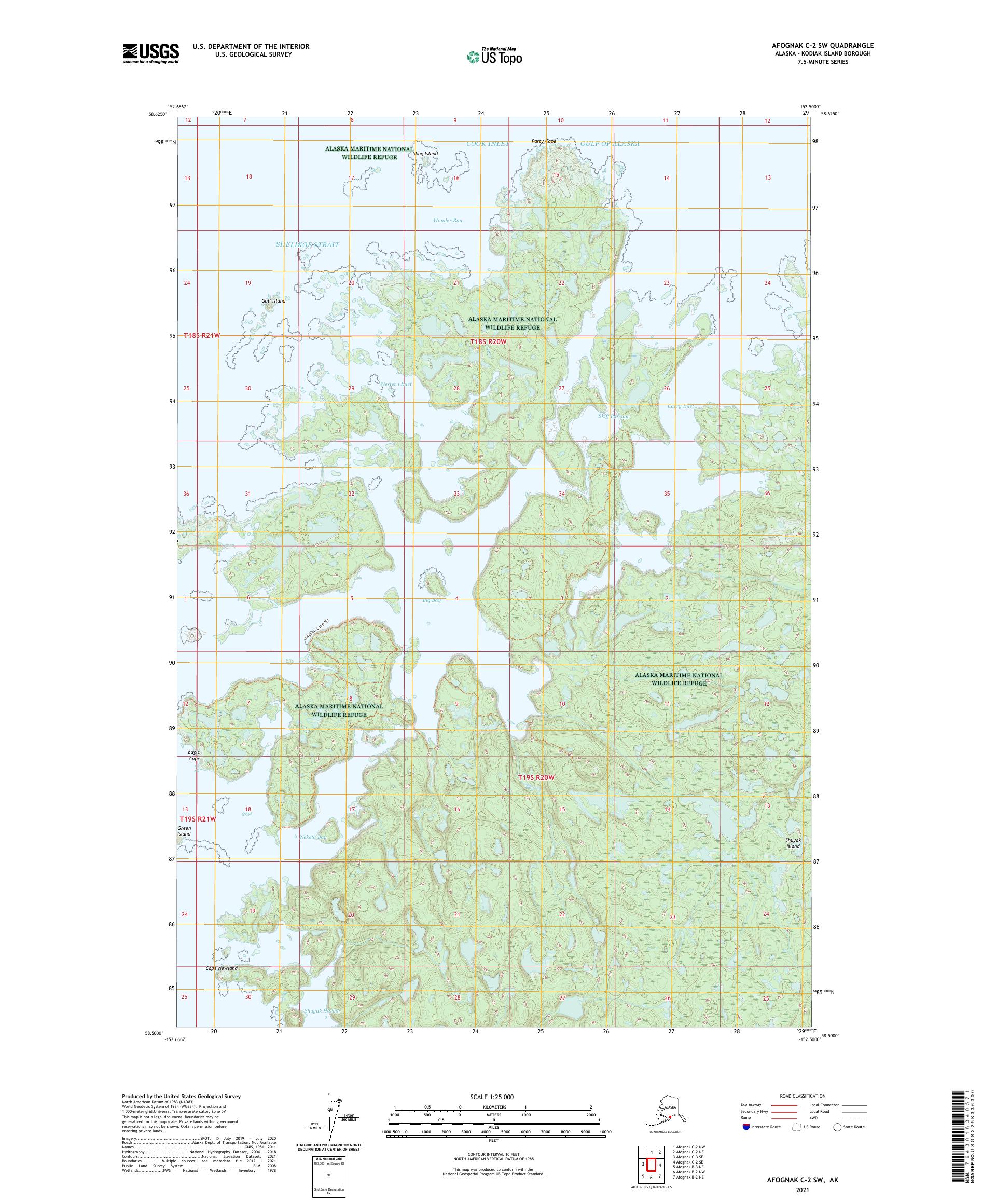 Afognak C-2 SW Alaska US Topo Map – MyTopo Map Store