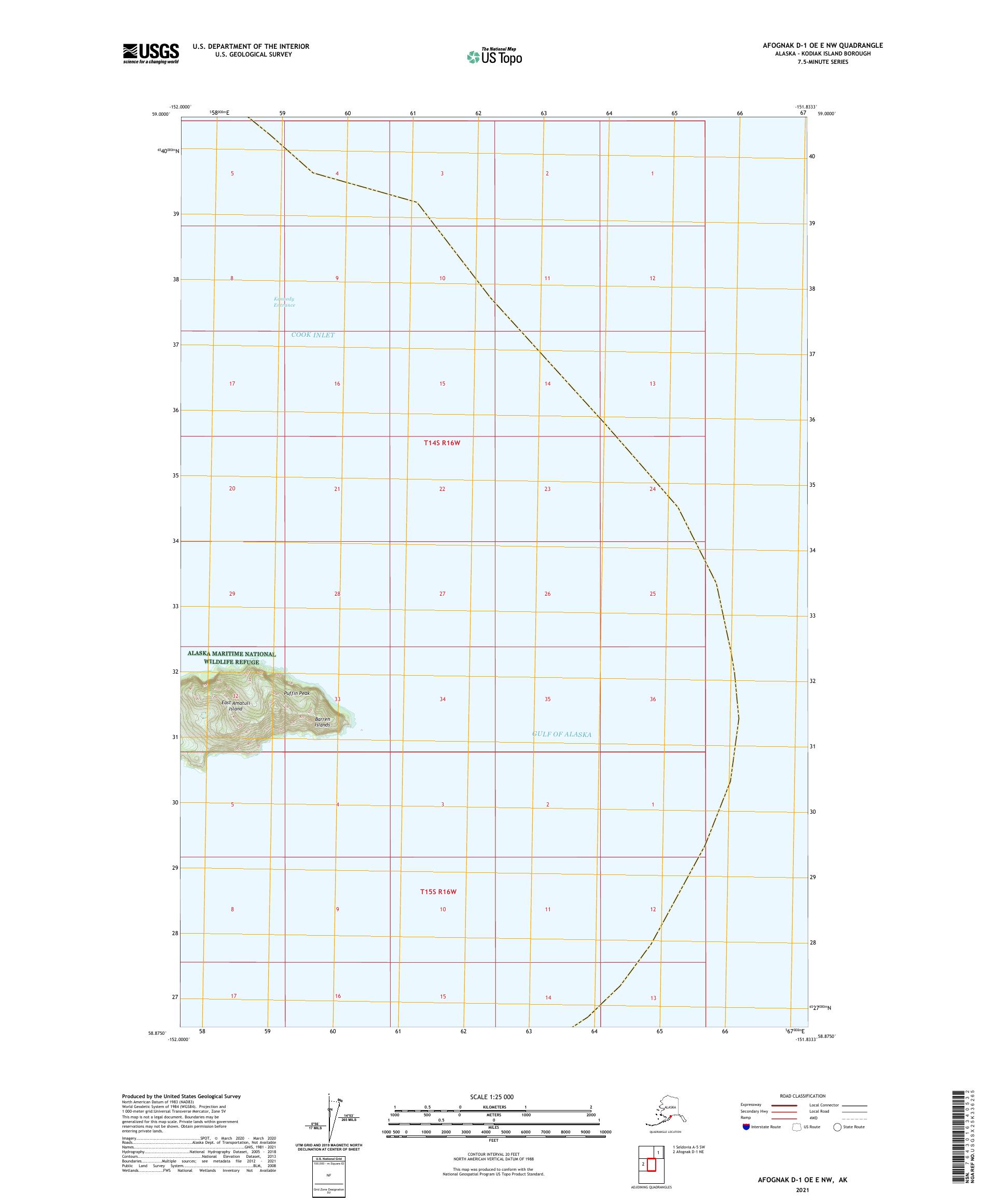 Afognak D-1 OE E NW Alaska US Topo Map – MyTopo Map Store