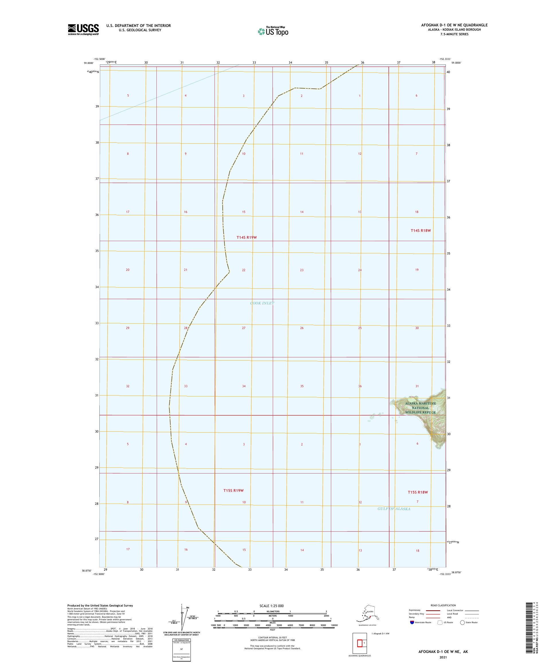 Afognak D-1 OE W NE Alaska US Topo Map – MyTopo Map Store