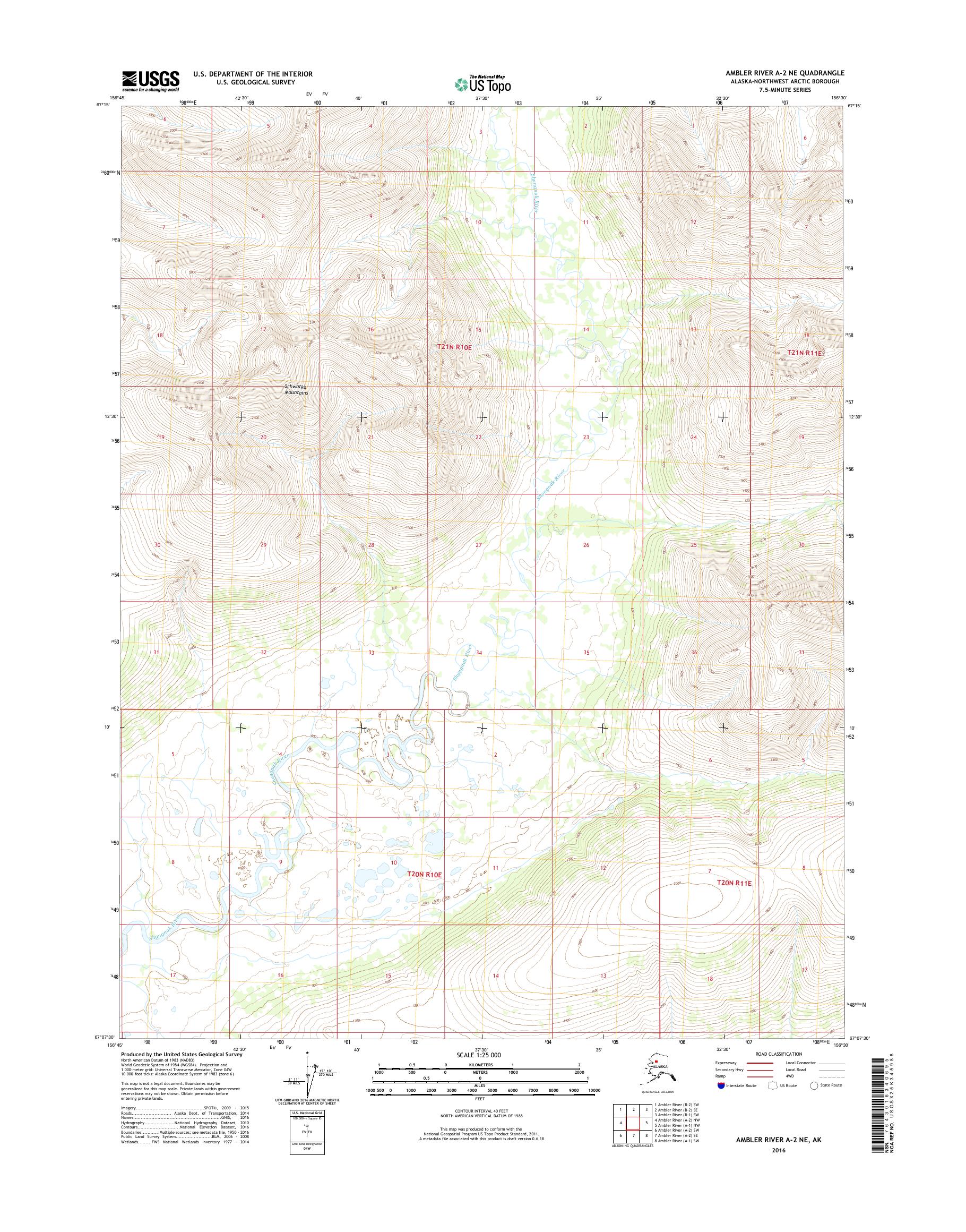 Ambler River A-2 NE Alaska US Topo Map – MyTopo Map Store