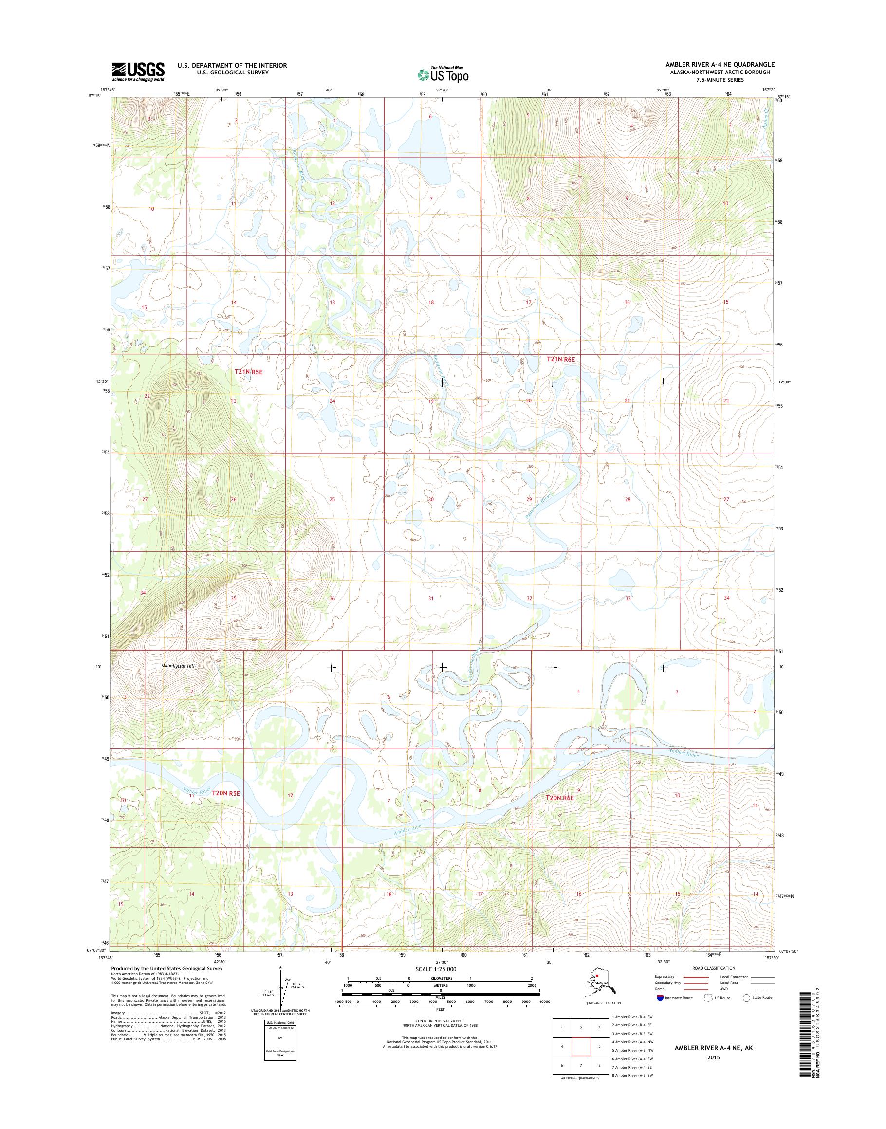 Ambler River A-4 NE Alaska US Topo Map – MyTopo Map Store