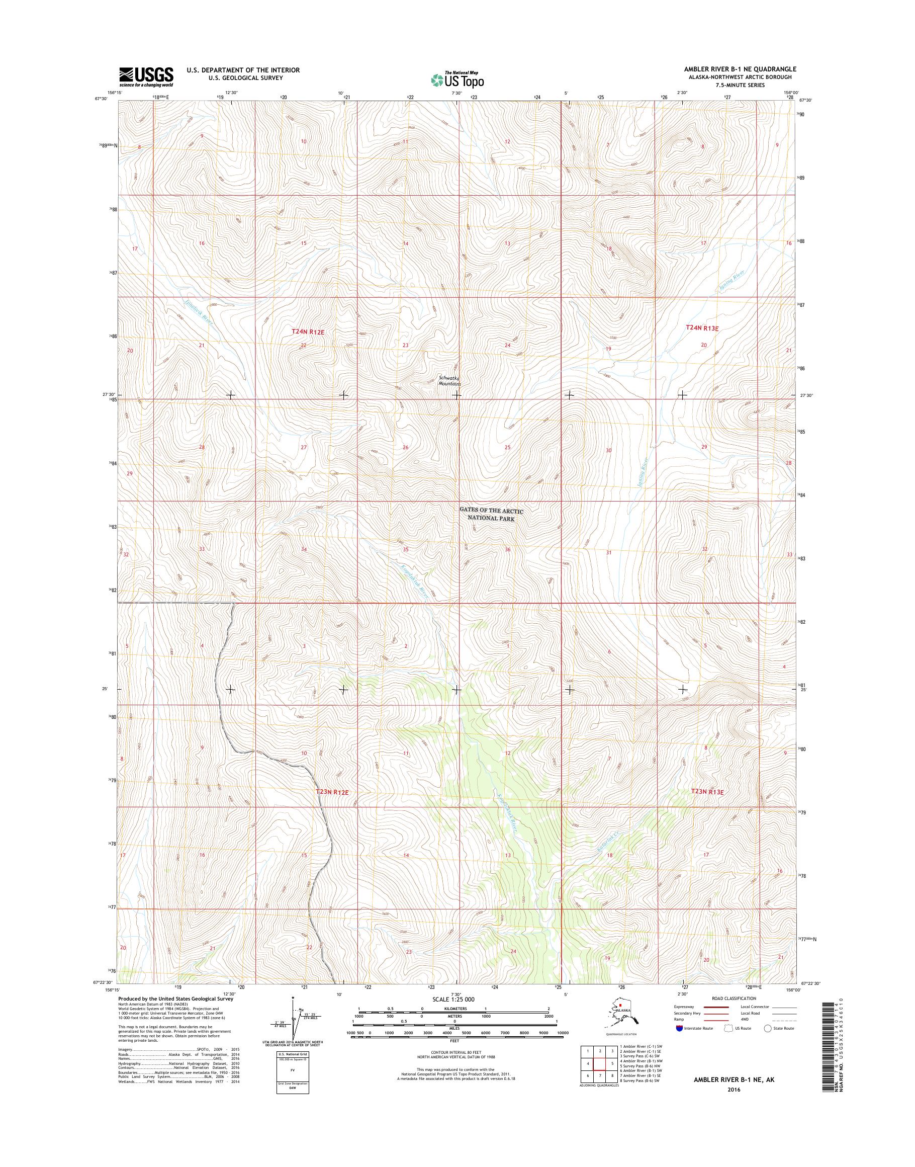 Ambler River B-1 NE Alaska US Topo Map – MyTopo Map Store