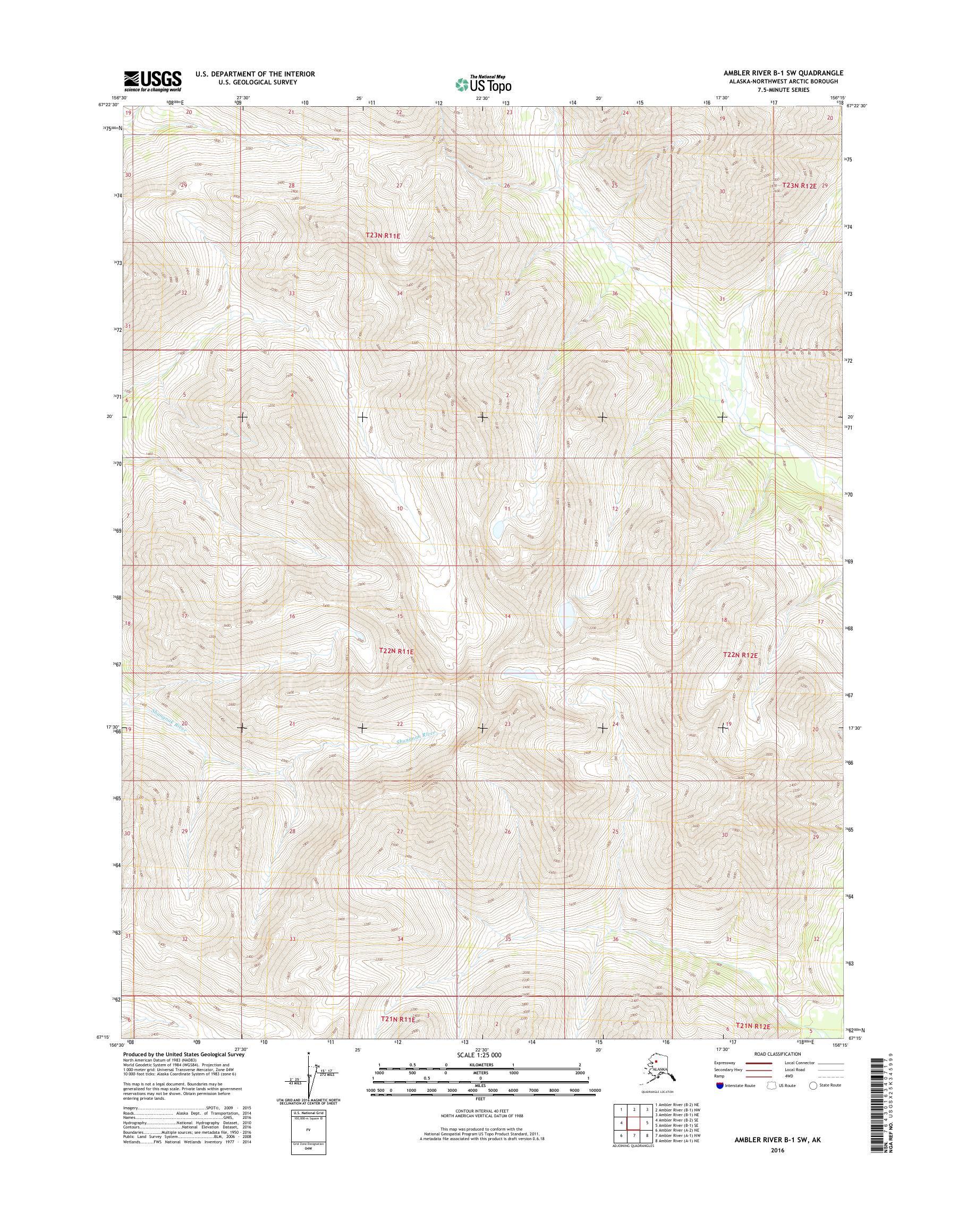 Ambler River B-1 SW Alaska US Topo Map – MyTopo Map Store