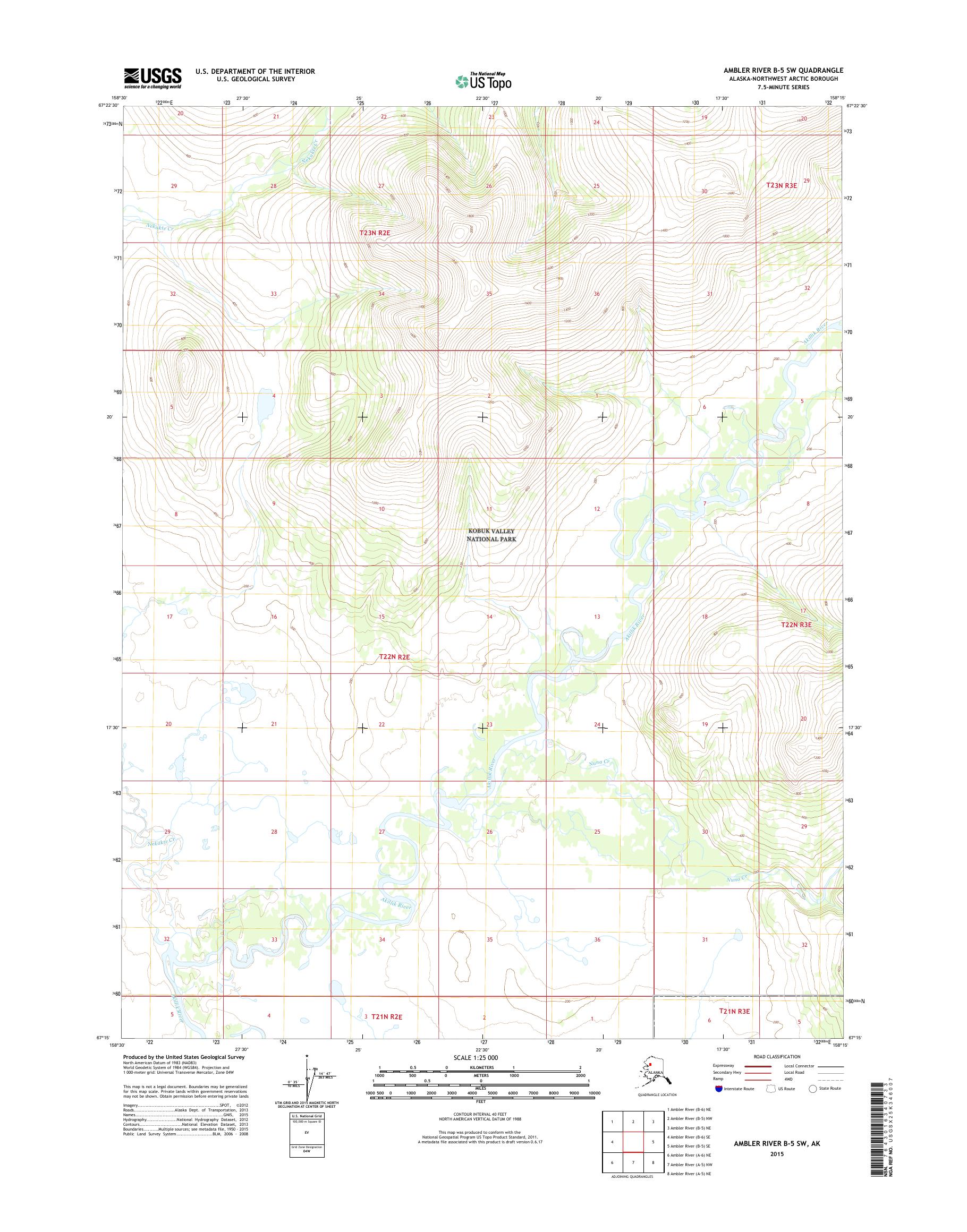 Ambler River B-5 SW Alaska US Topo Map – MyTopo Map Store