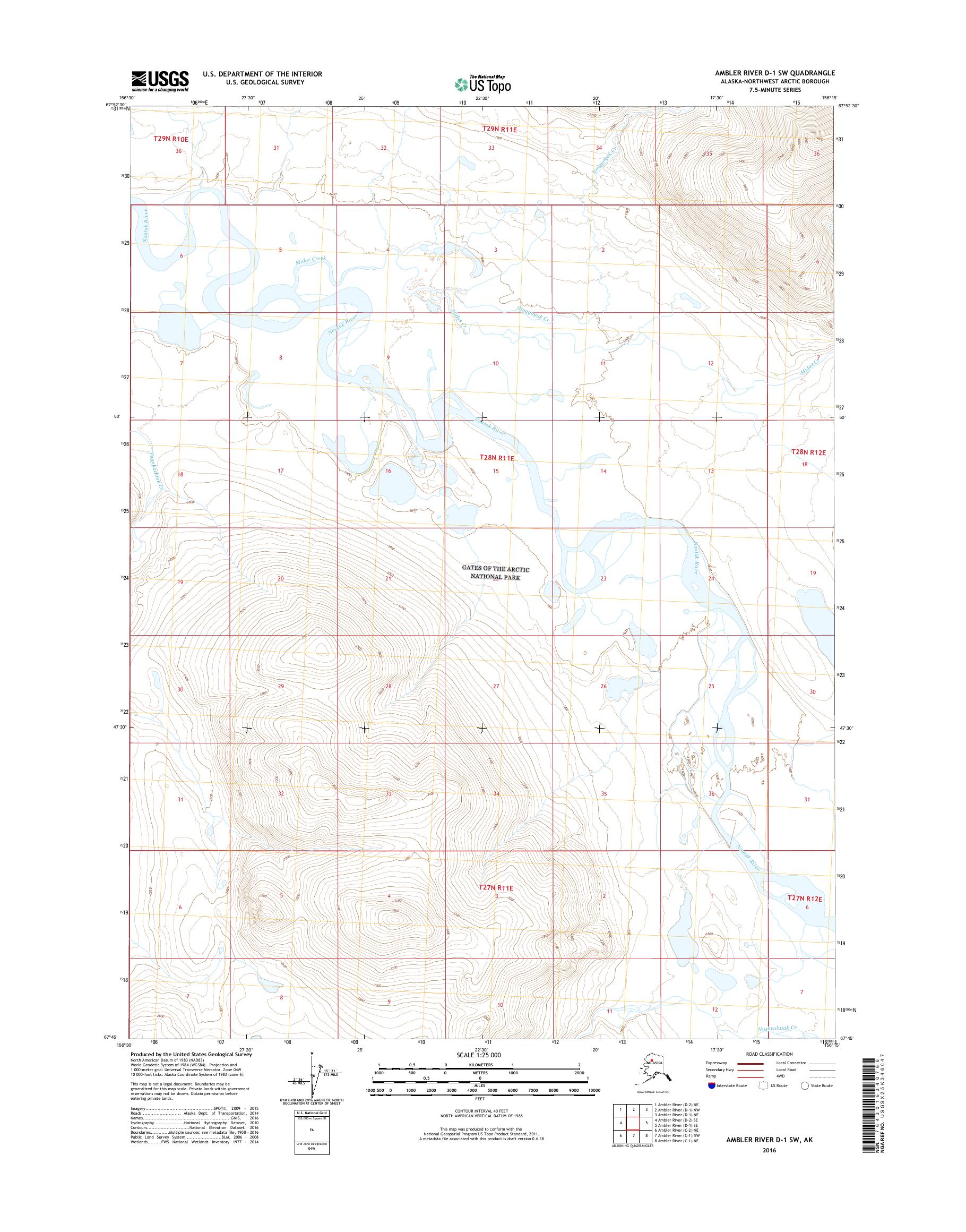 Ambler River D-1 SW Alaska US Topo Map – MyTopo Map Store