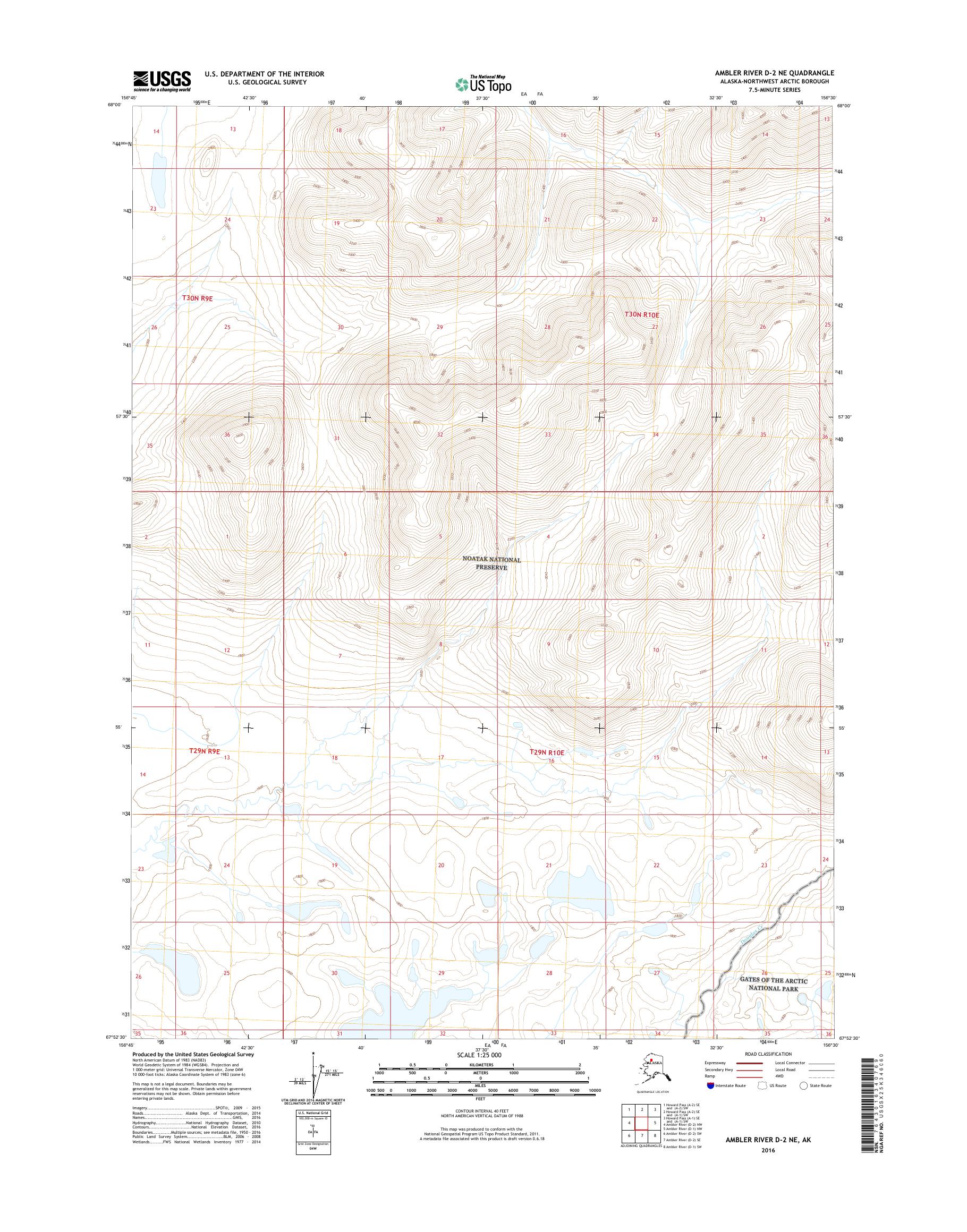 Ambler River D-2 NE Alaska US Topo Map – MyTopo Map Store