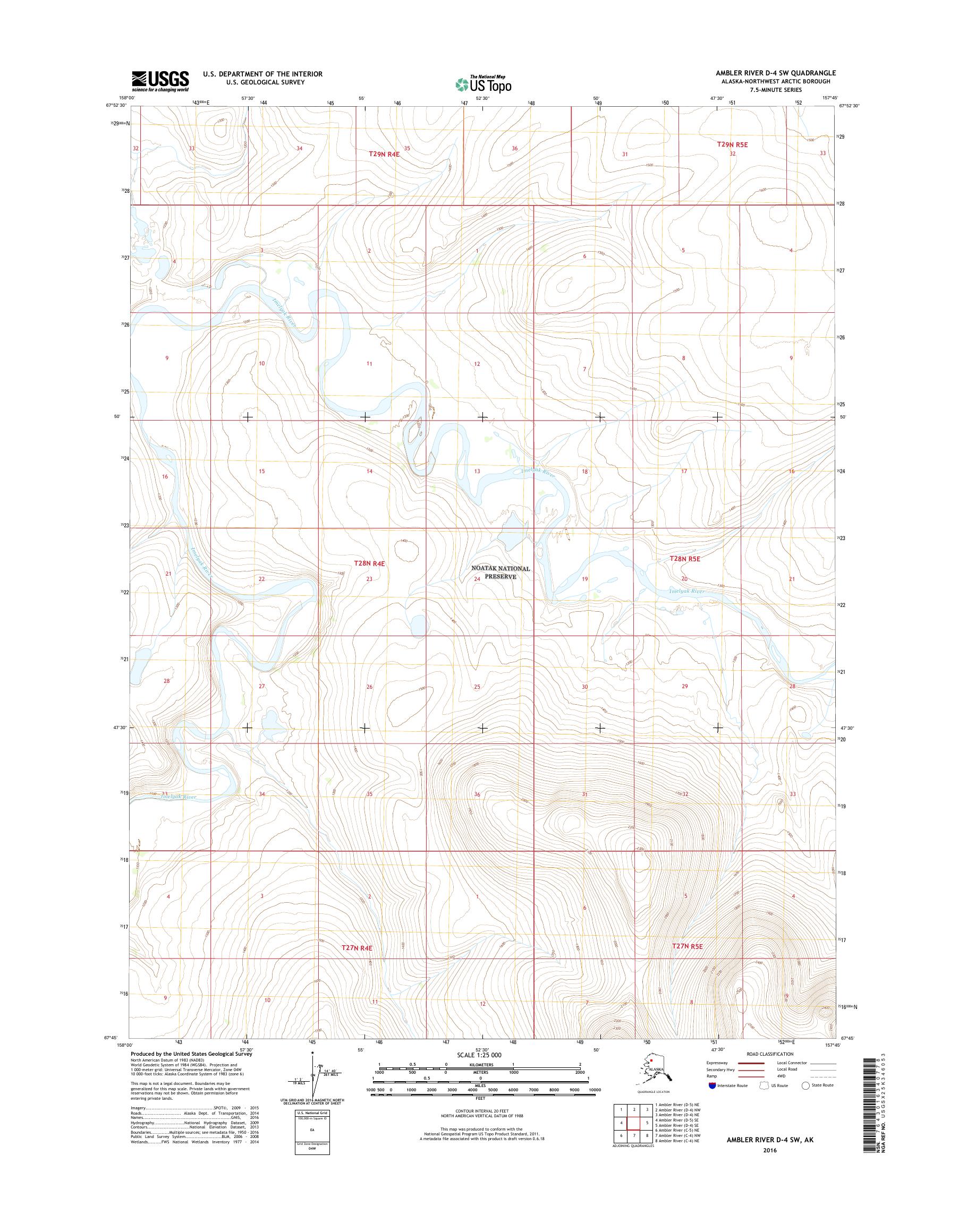 Ambler River D-4 SW Alaska US Topo Map – MyTopo Map Store