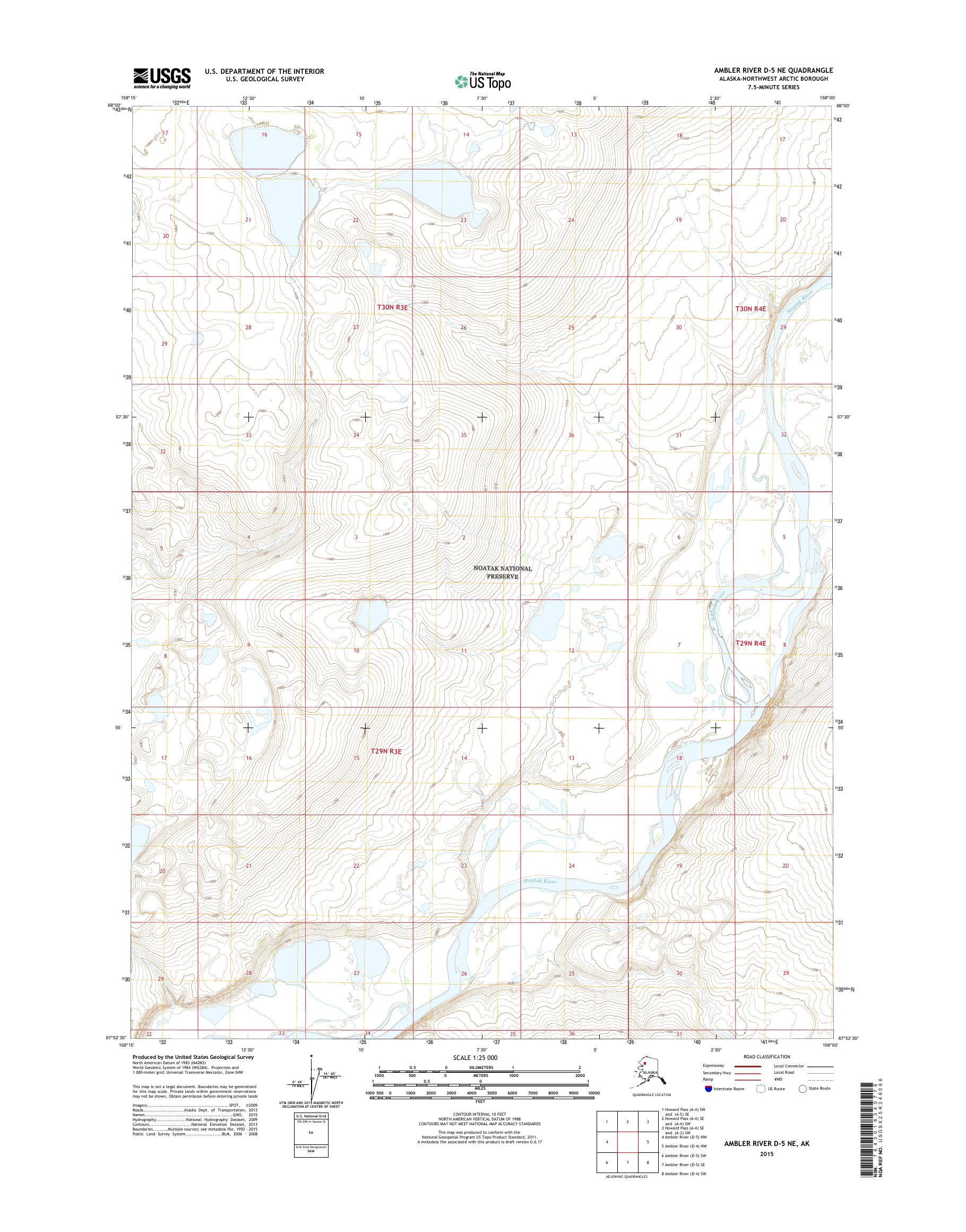 Ambler River D-5 NE Alaska US Topo Map – MyTopo Map Store