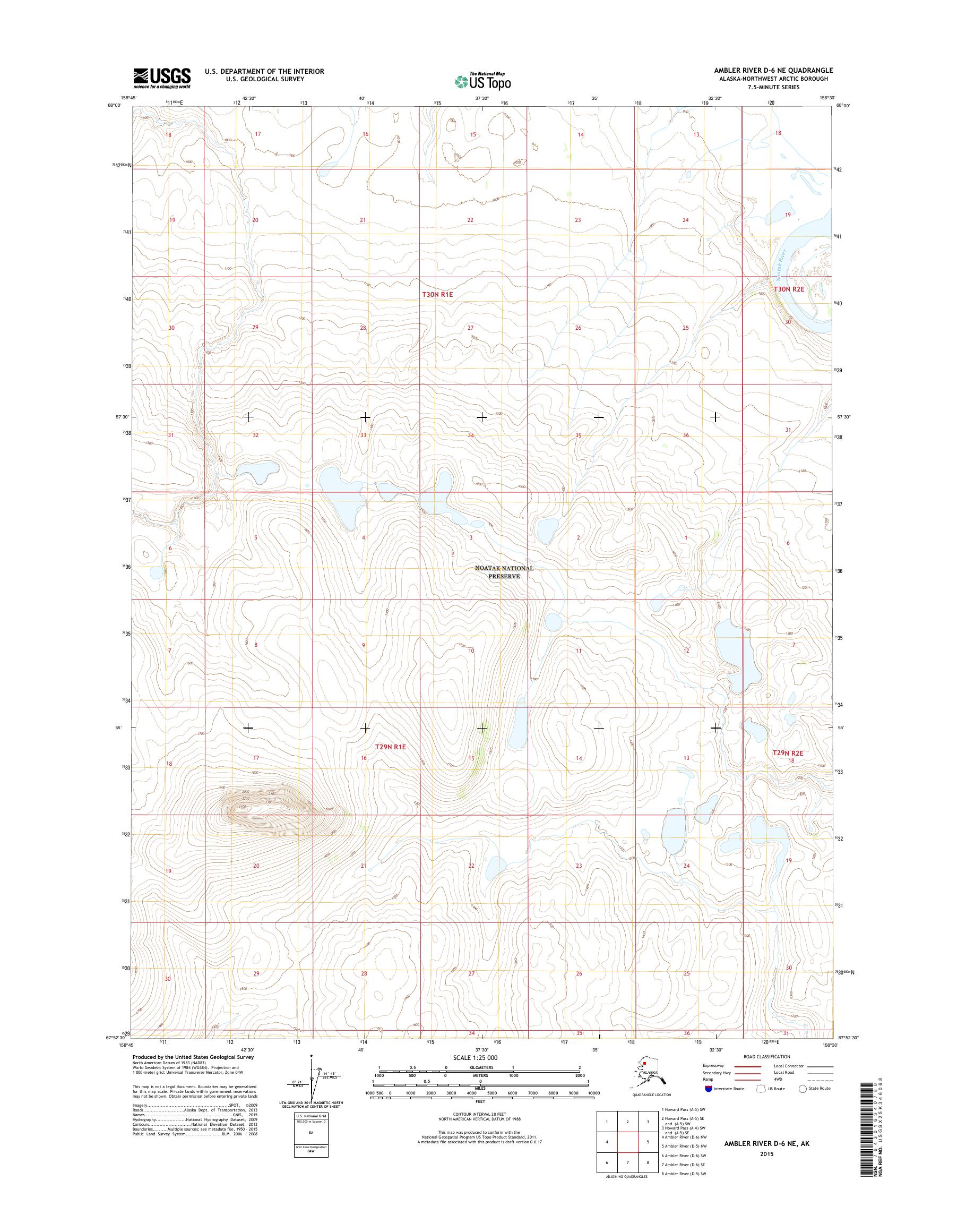 Ambler River D-6 NE Alaska US Topo Map – MyTopo Map Store