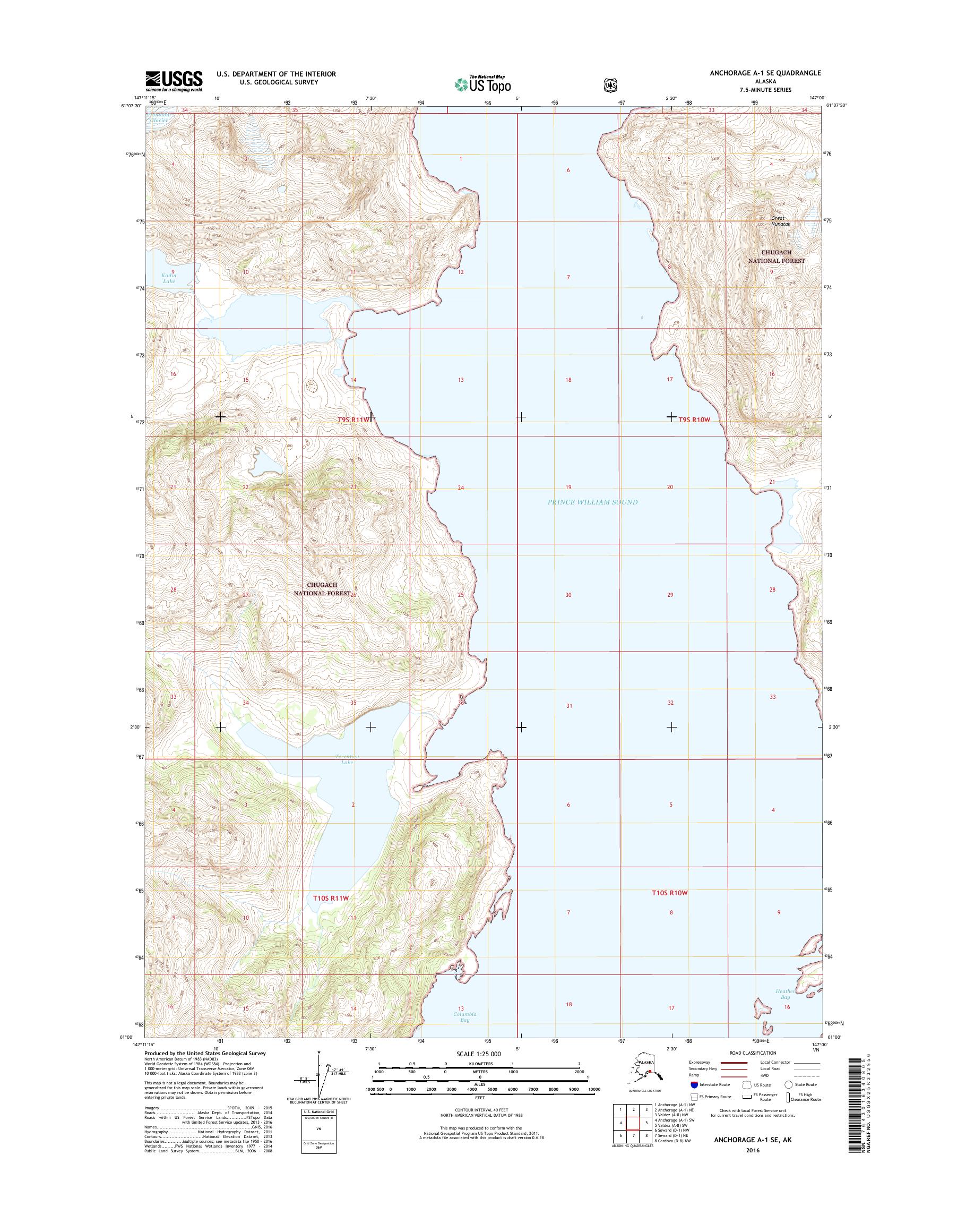 Anchorage A-1 SE Alaska US Topo Map – MyTopo Map Store