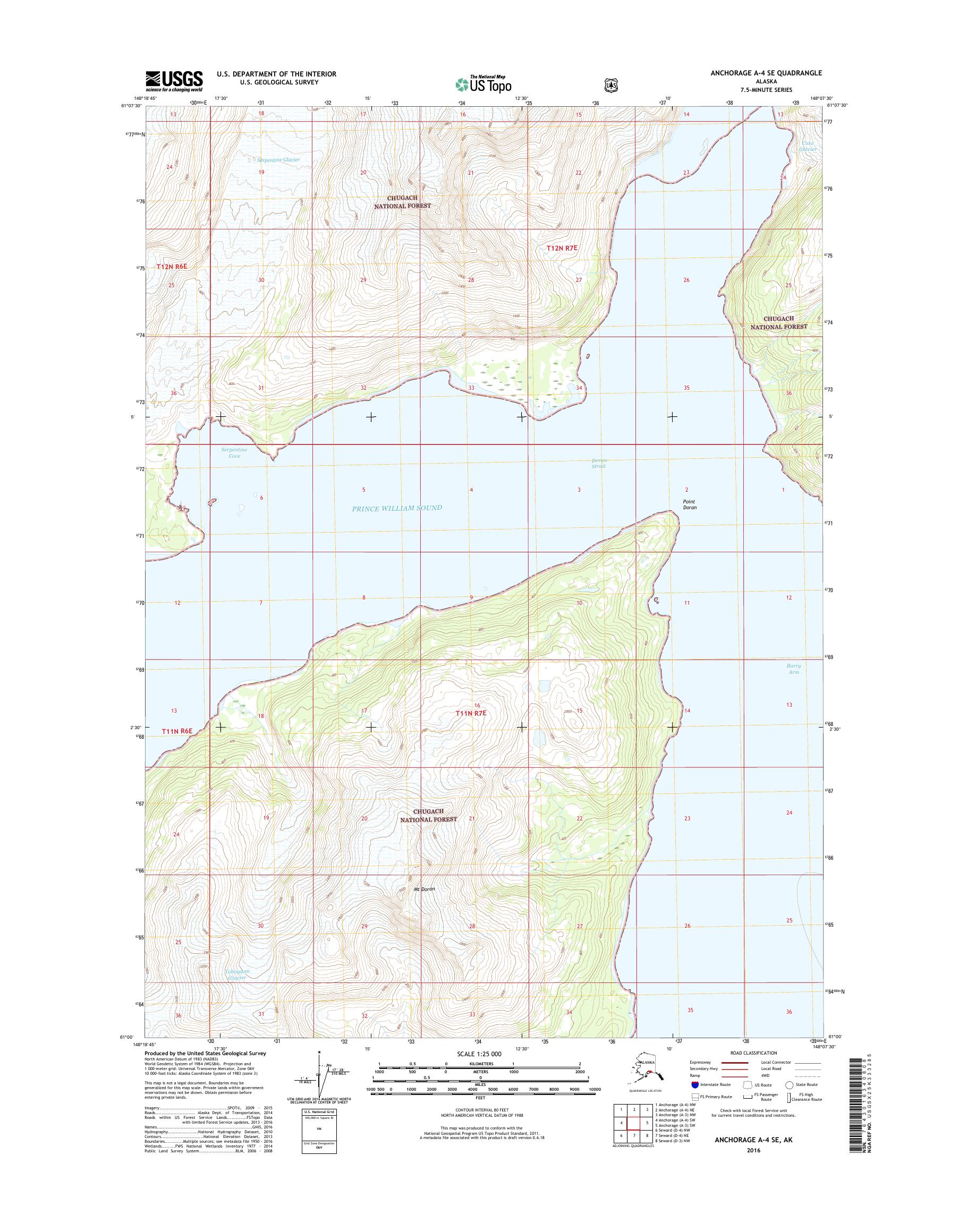 Anchorage A-4 SE Alaska US Topo Map – MyTopo Map Store