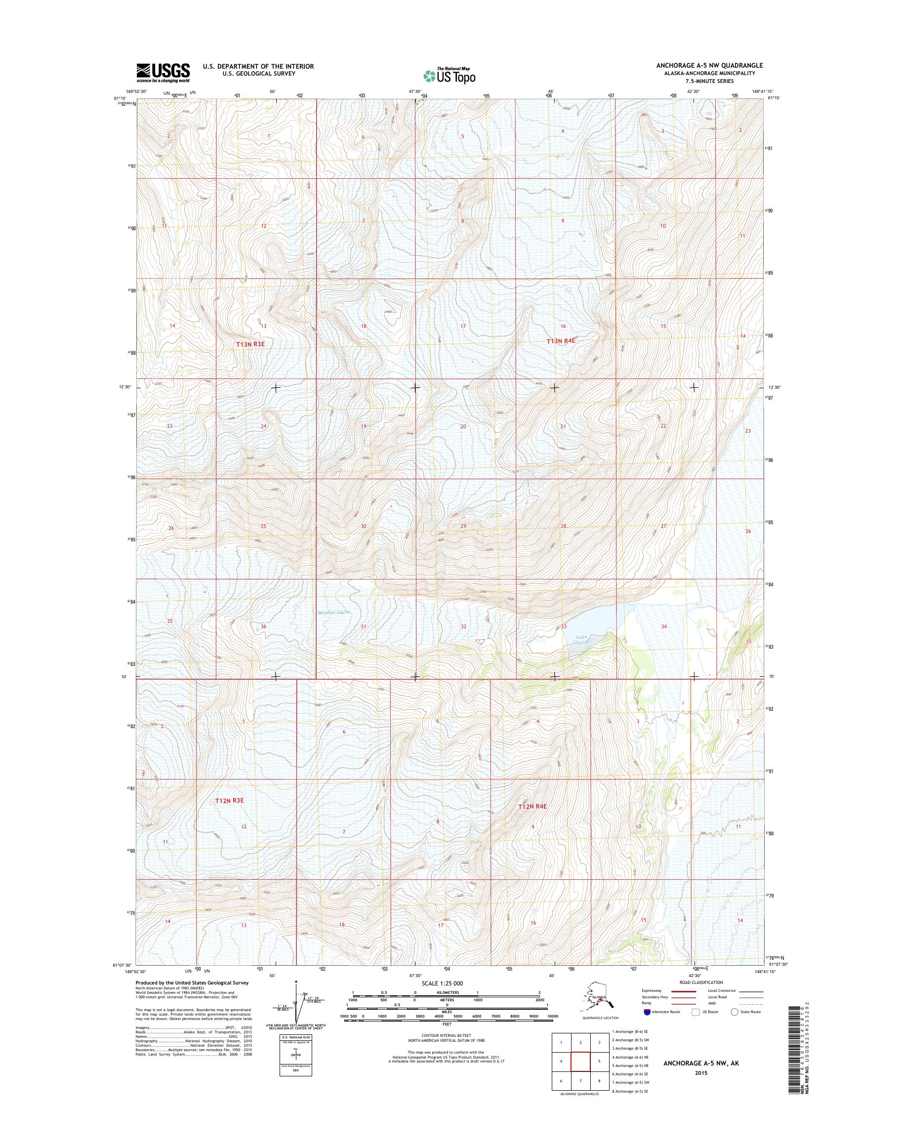 Anchorage A-5 NW Alaska US Topo Map – MyTopo Map Store