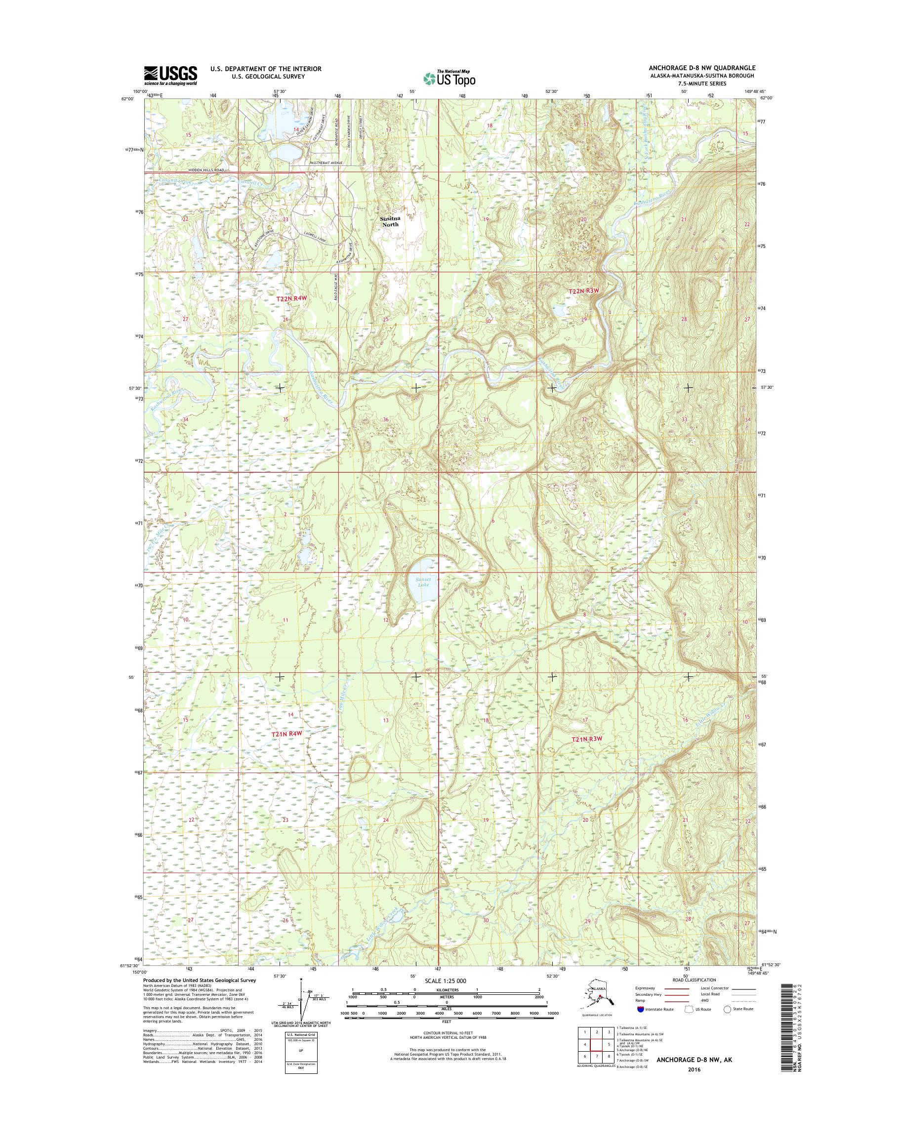 Anchorage D-8 NW Alaska US Topo Map – MyTopo Map Store