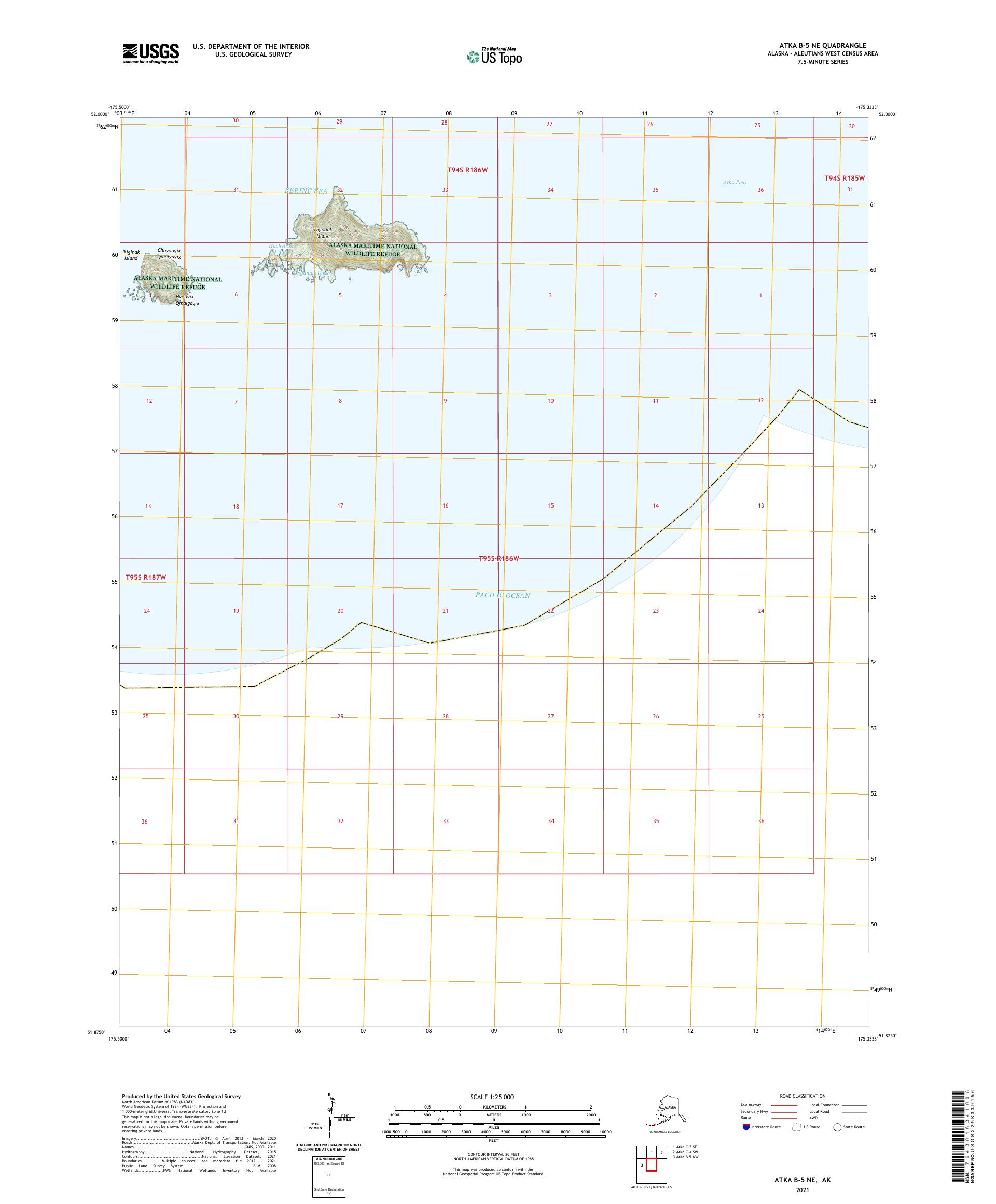 Atka B-5 NE Alaska US Topo Map – MyTopo Map Store