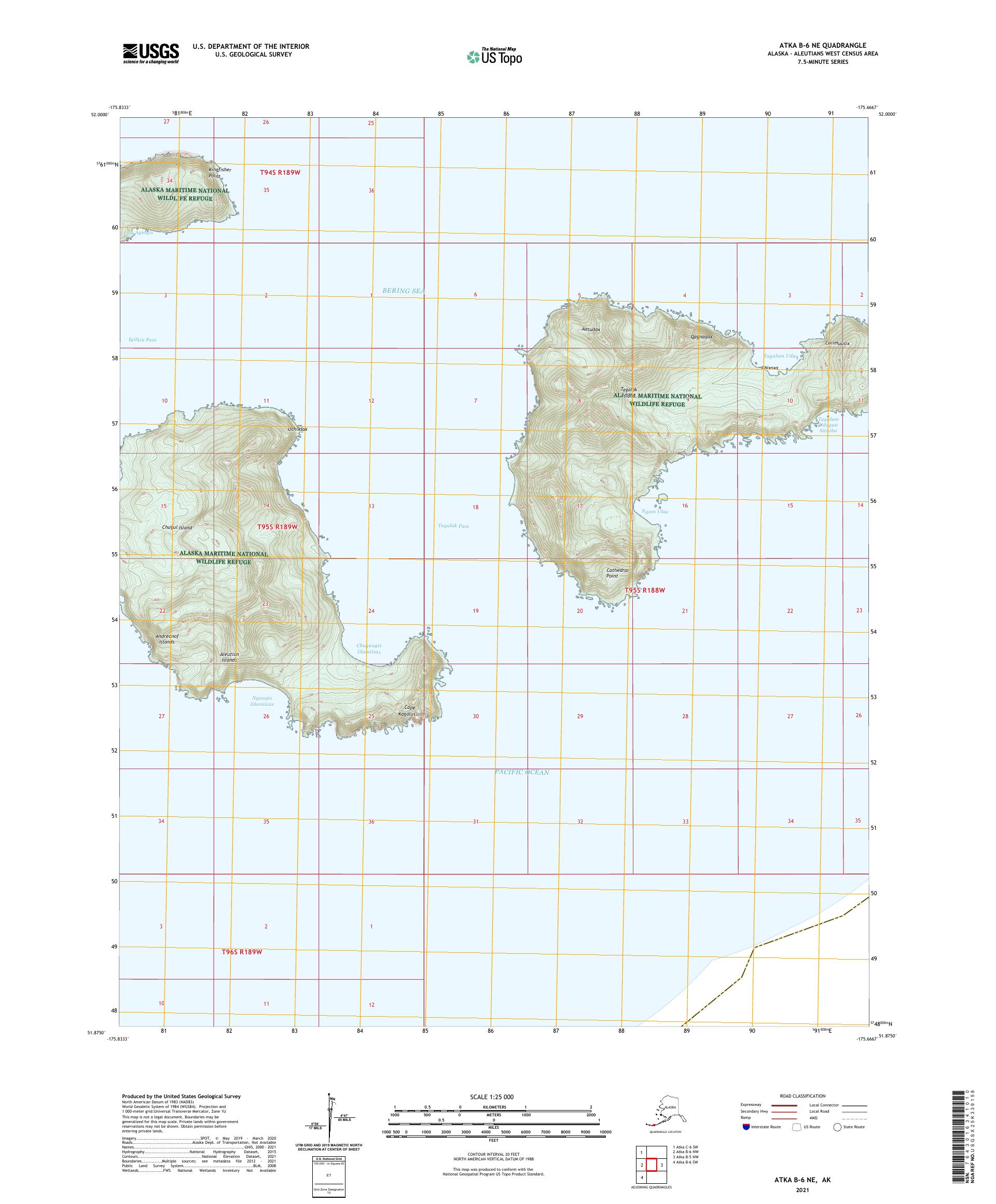 Atka B-6 NE Alaska US Topo Map – MyTopo Map Store