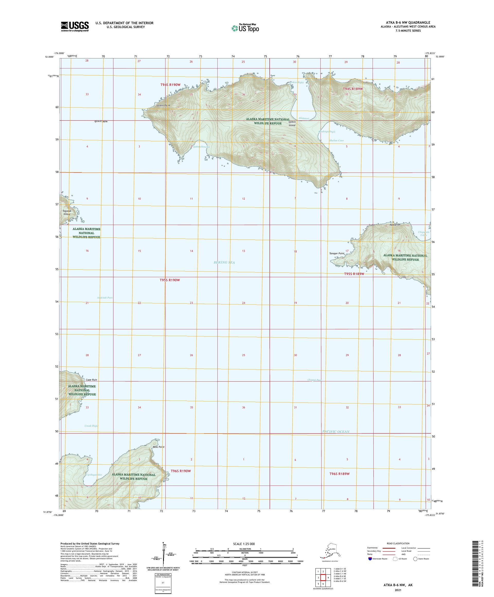 Atka B-6 NW Alaska US Topo Map – MyTopo Map Store