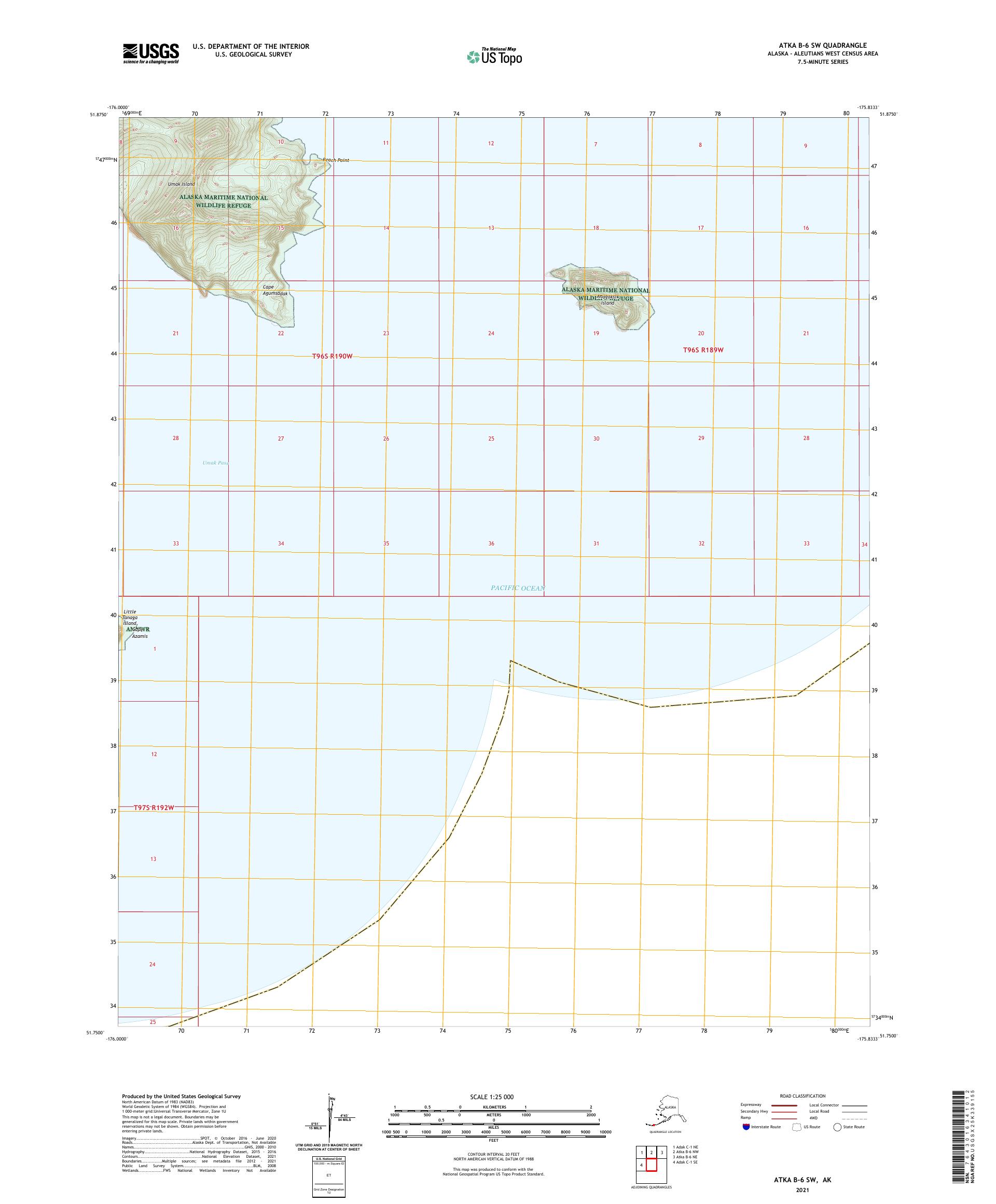 Atka B-6 SW Alaska US Topo Map – MyTopo Map Store